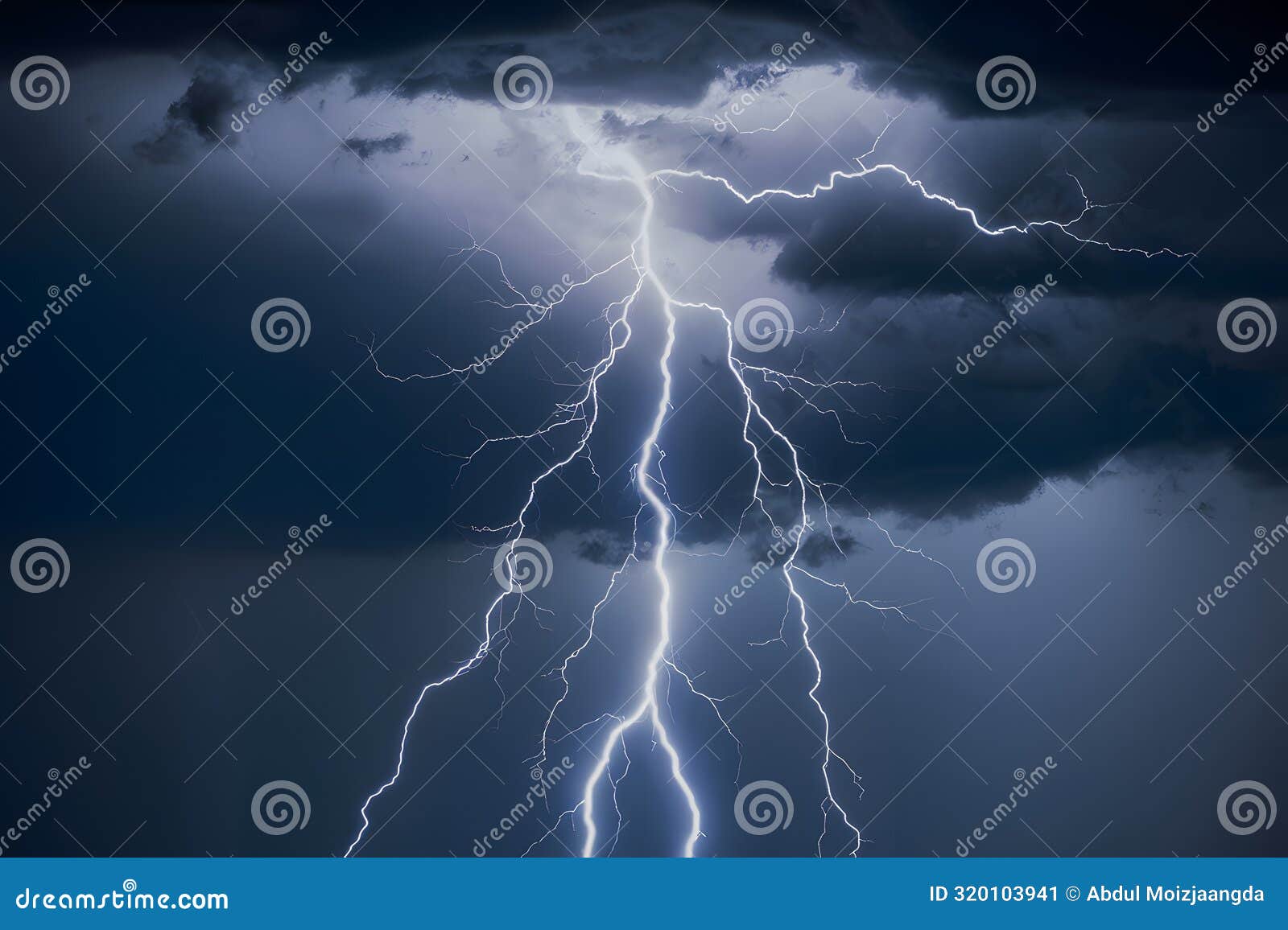 Thunderous Lightning Bolt Splits Sky, Sparking Vivid Tendrils Across ...