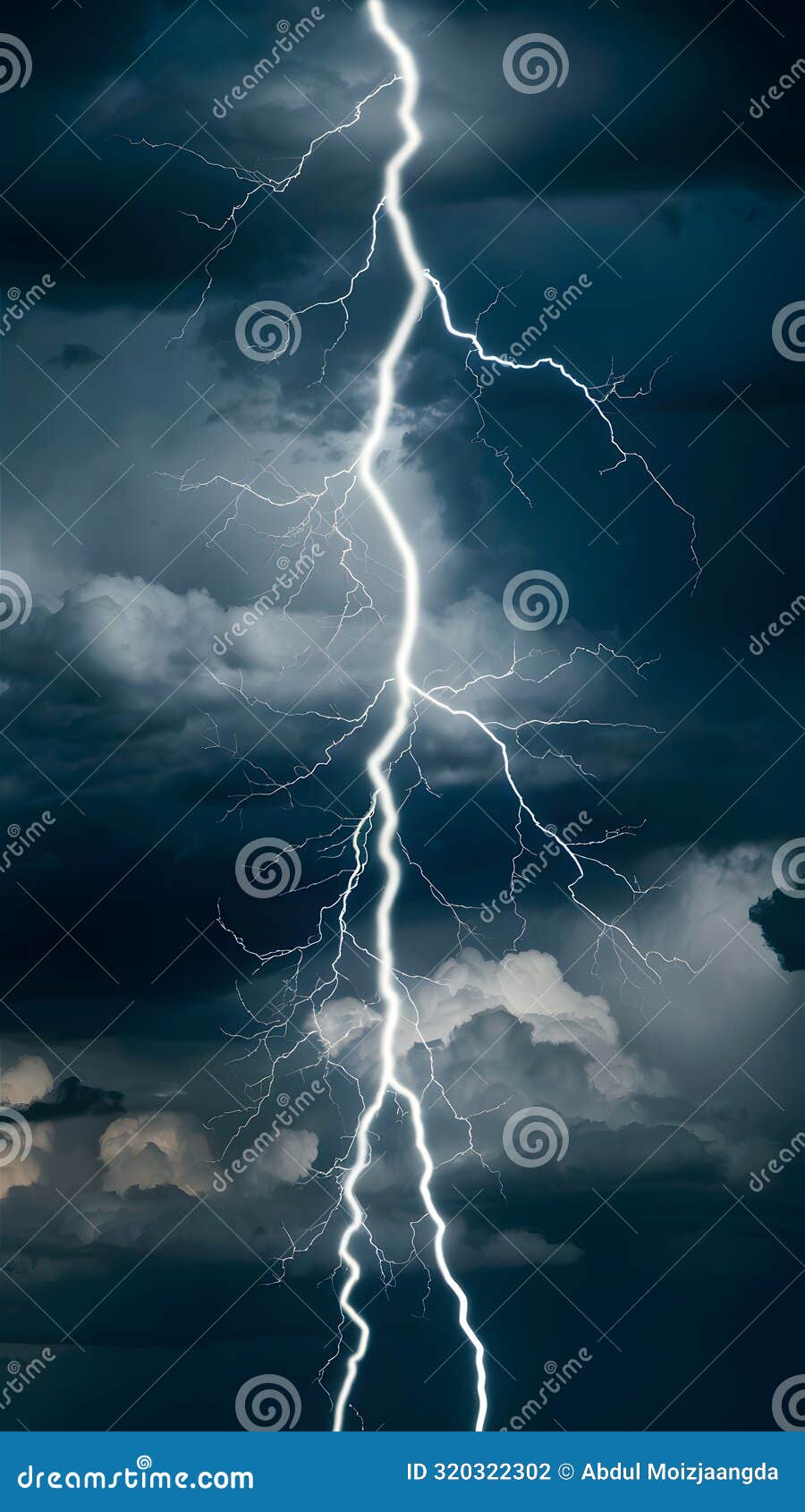 Thunderous Lightning Bolt Splits Sky, Sparking Vivid Tendrils Across ...