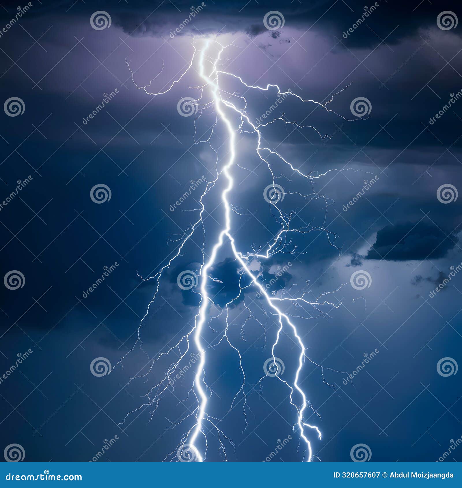 Thunderous Lightning Bolt Splits Sky, Sparking Vivid Tendrils Across ...
