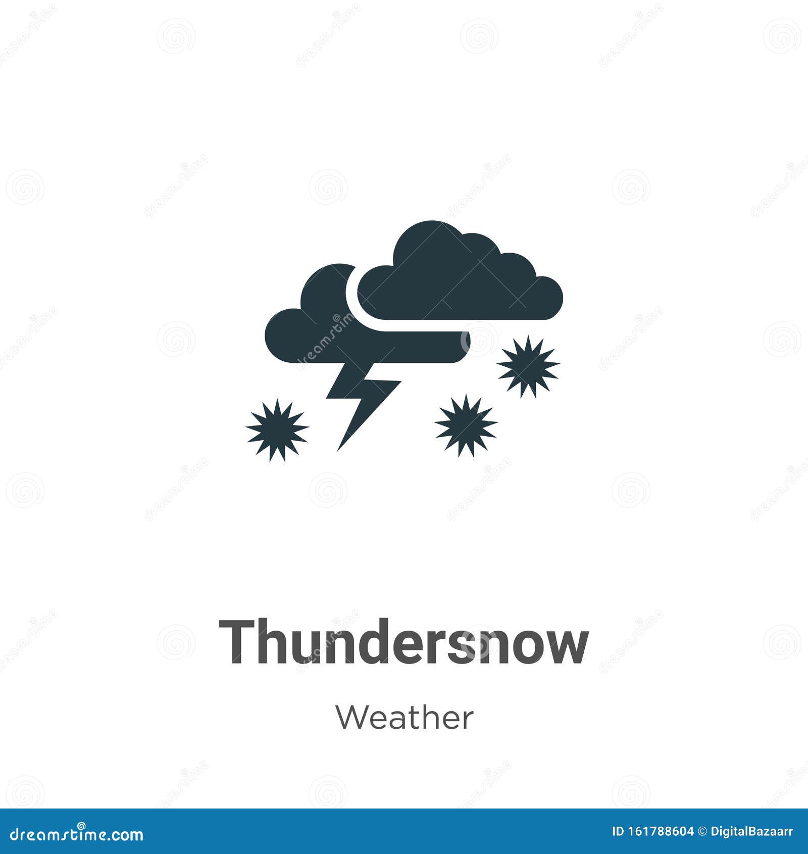 Thundersnow Vector Icon on White Background. Flat Vector Thundersnow ...