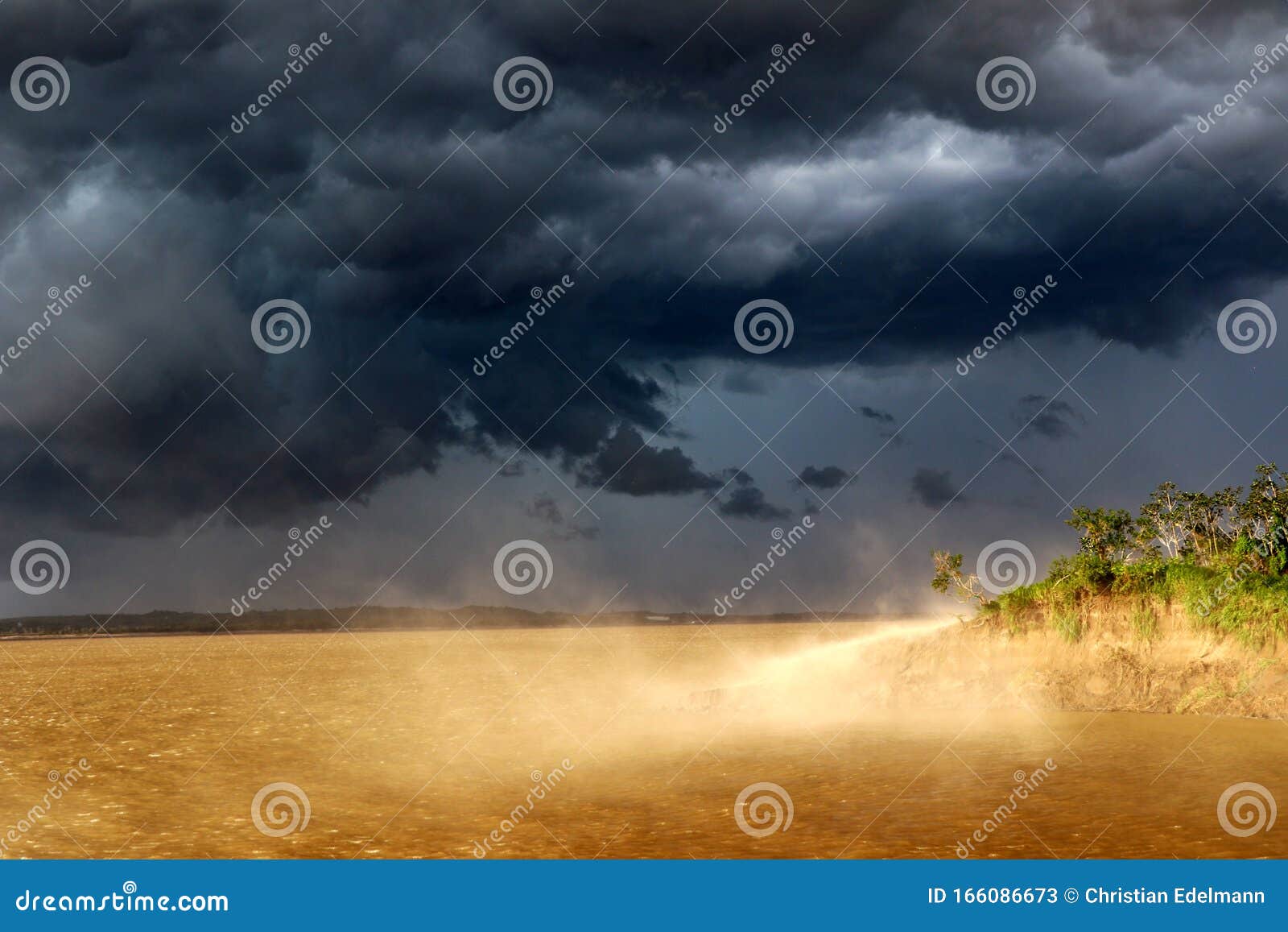 Thunderstorm on the Amazon River - Amazon, Brazil Stock Image - Image ...
