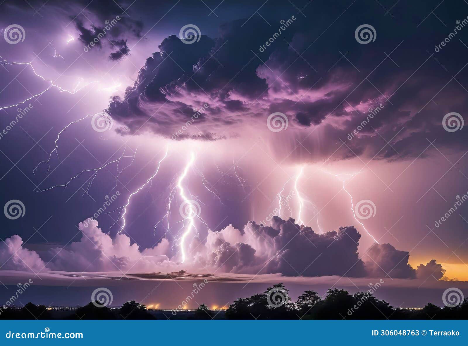 A Thunderstorm with Beautiful Bright Lightning, a Strong Storm with ...