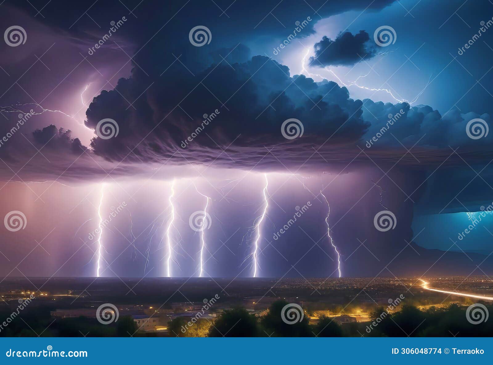 A Thunderstorm with Beautiful Bright Lightning, a Strong Storm with ...