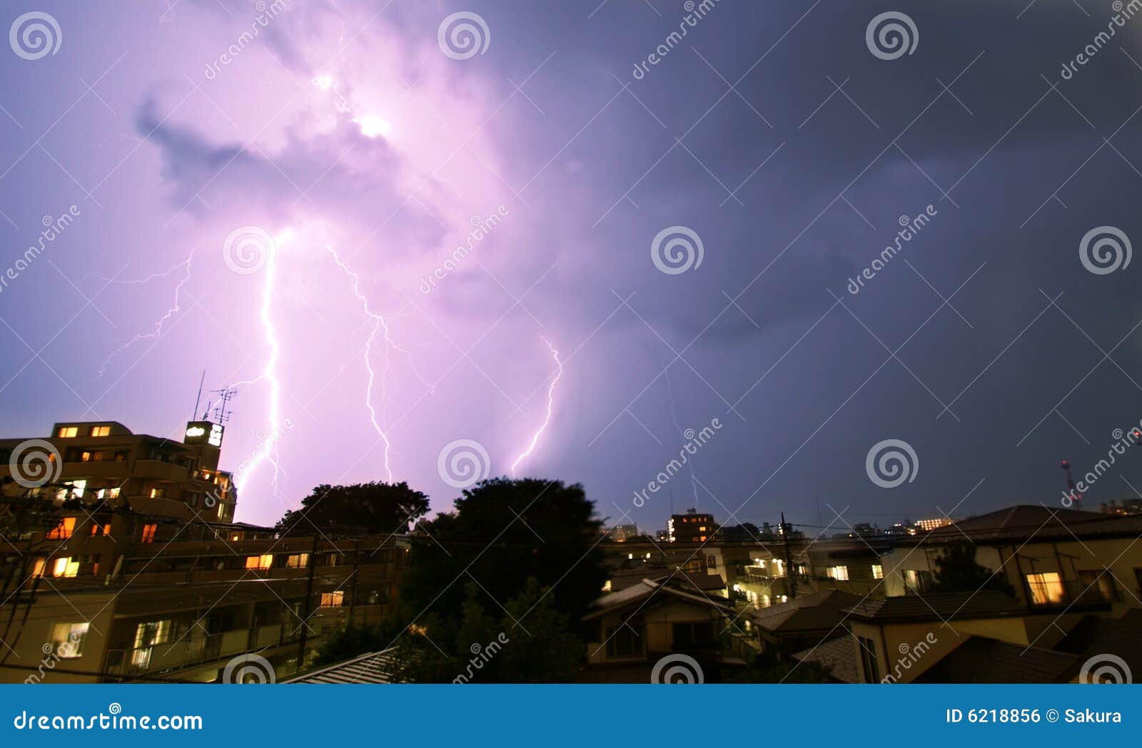 Thunderstorm in the city stock photo. Image of danger - 6218856