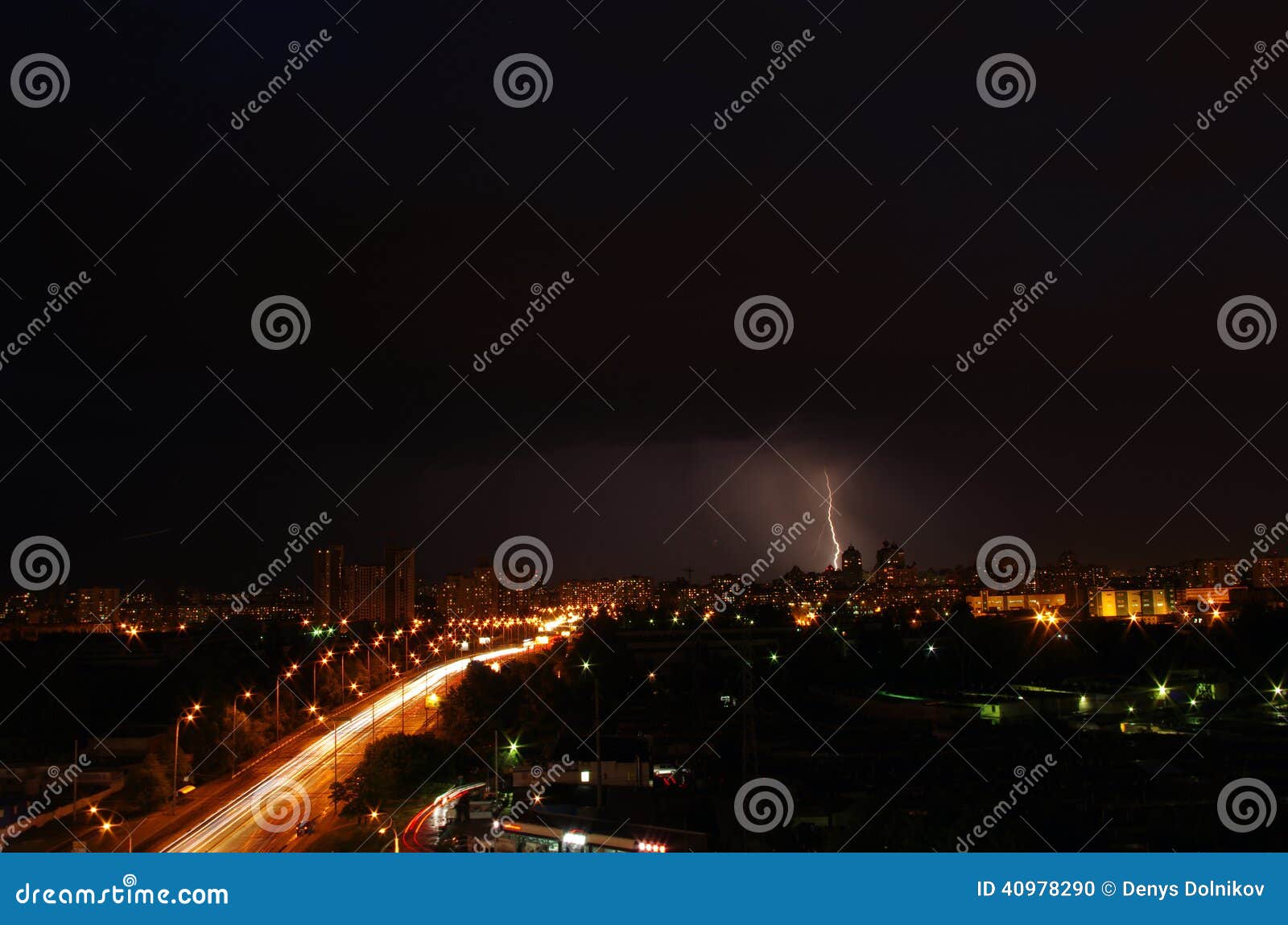 Thunderstorm in the city stock photo. Image of connection - 40978290