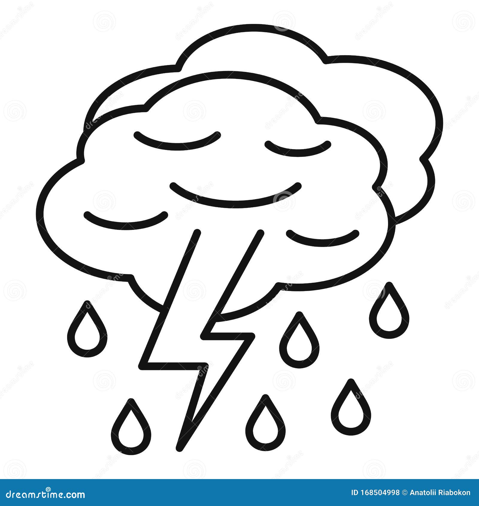 Thunderstorm Cloud Icon, Outline Style Stock Vector - Illustration of ...