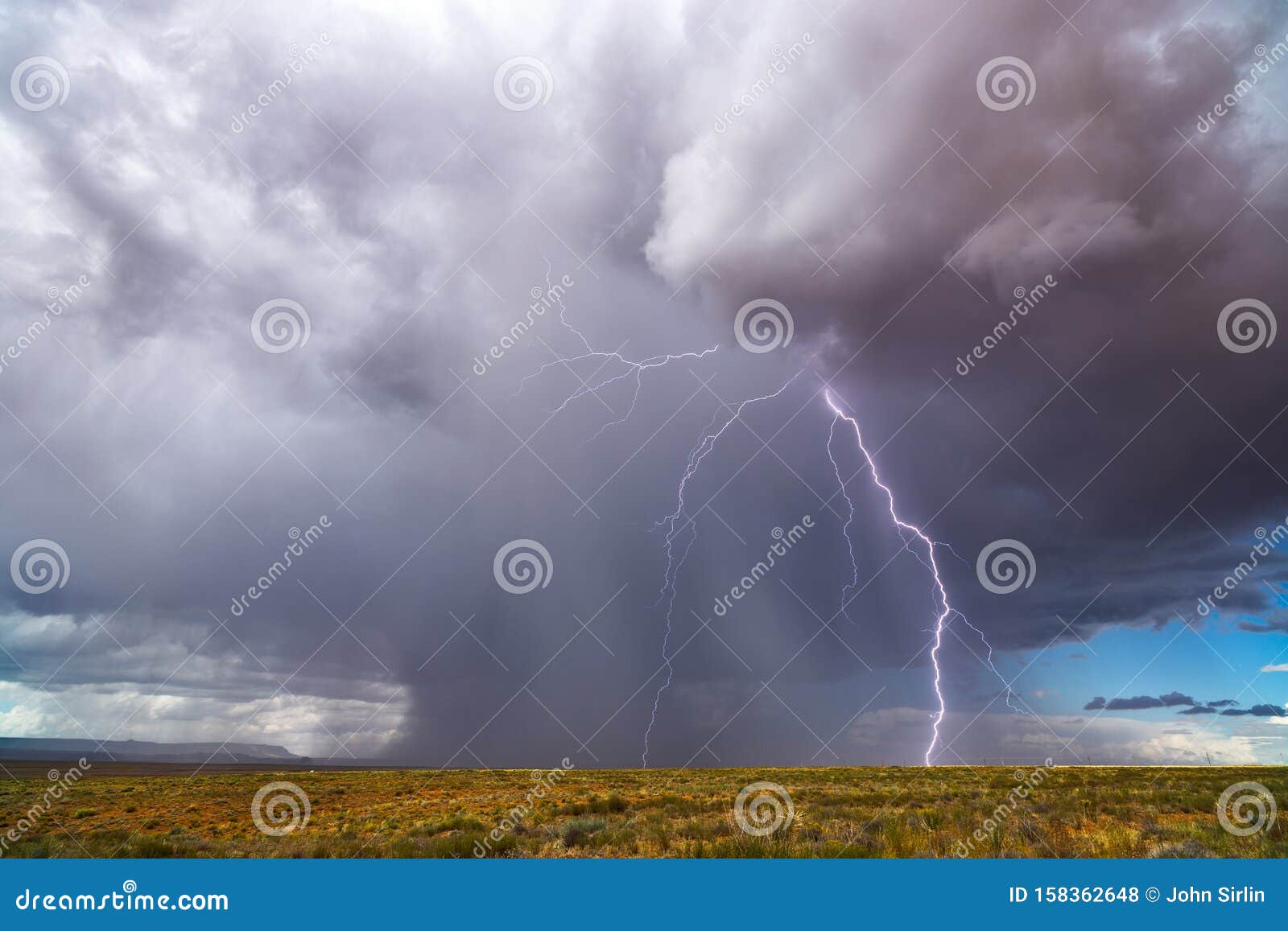 Thunderstorm Cloud with Lightning and Heavy Rain Stock Photo - Image of ...