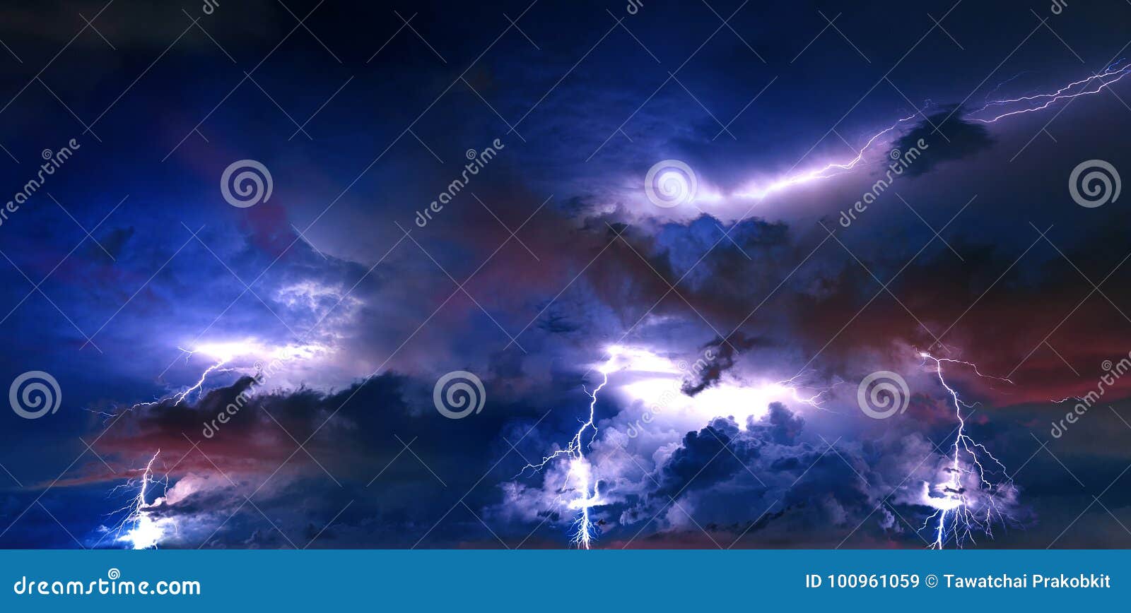 Thunderstorm Clouds with Lightning at Night Stock Image - Image of ...