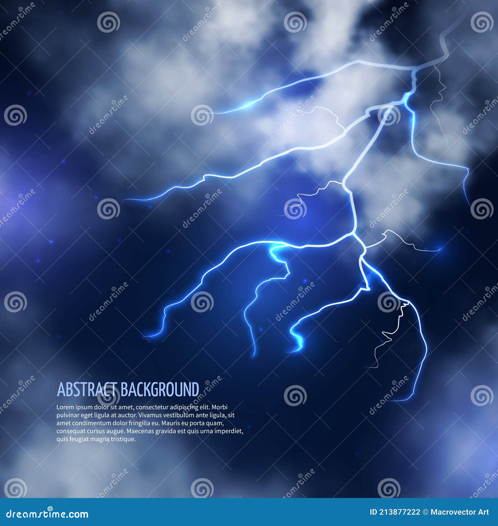 Set Of Lightnings. Thunderbolt Effect. Bright Power Electrical Strike ...