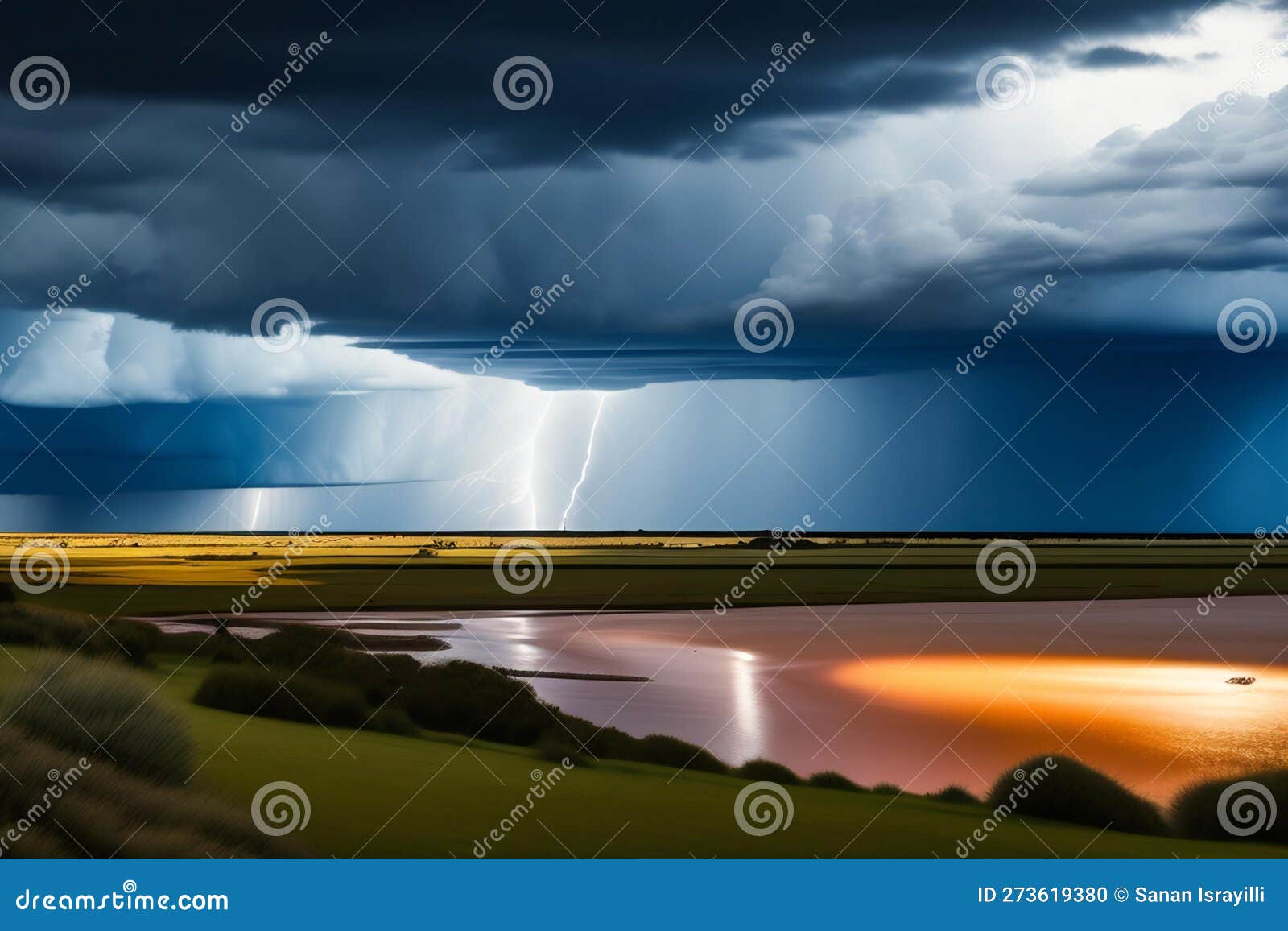 A Thunderstorm is Coming in the Fields of South Africa. the Storm is ...