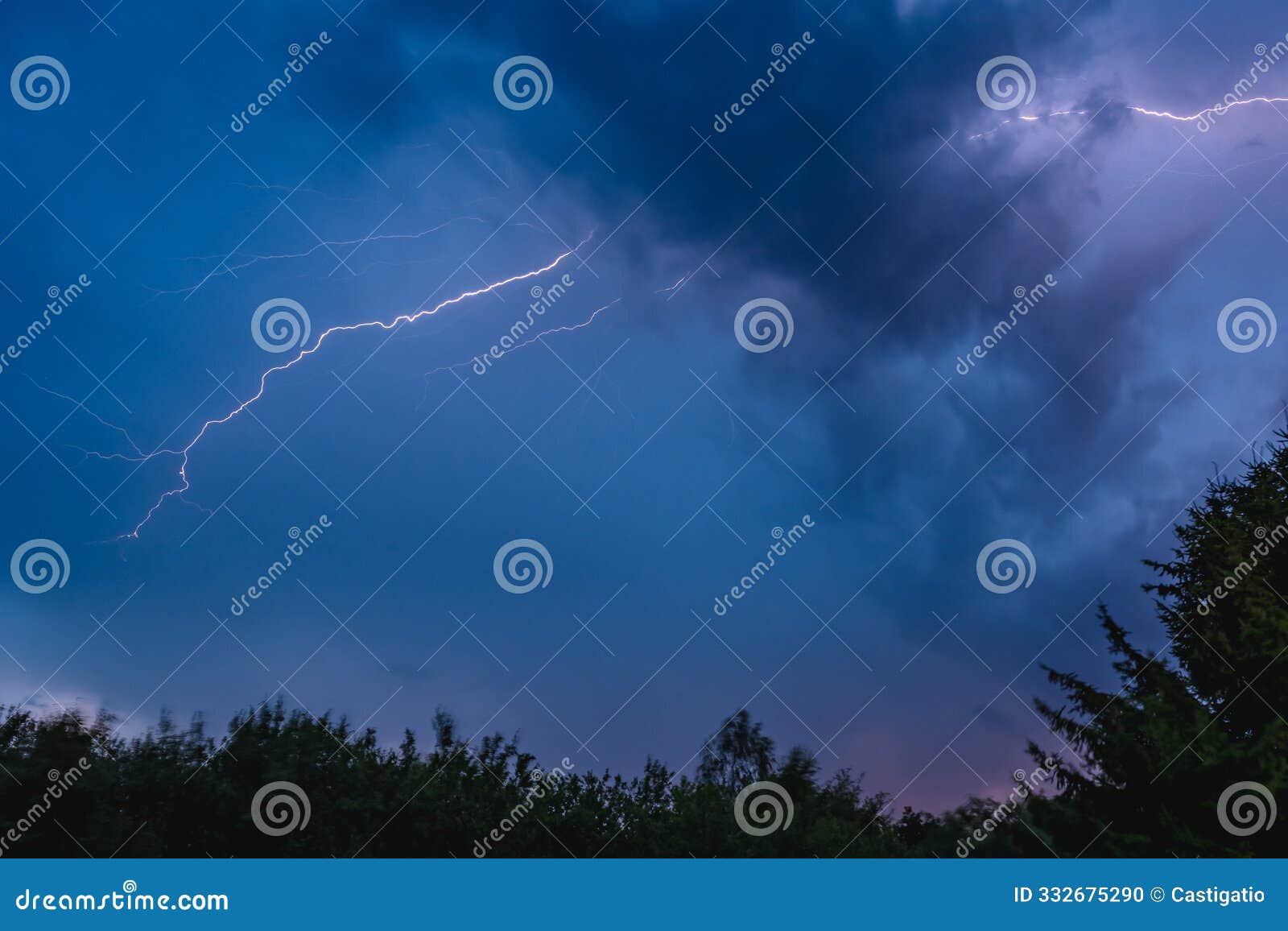 Thunderstorm, Electrostatic Discharge in the Night Sky, Branching ...