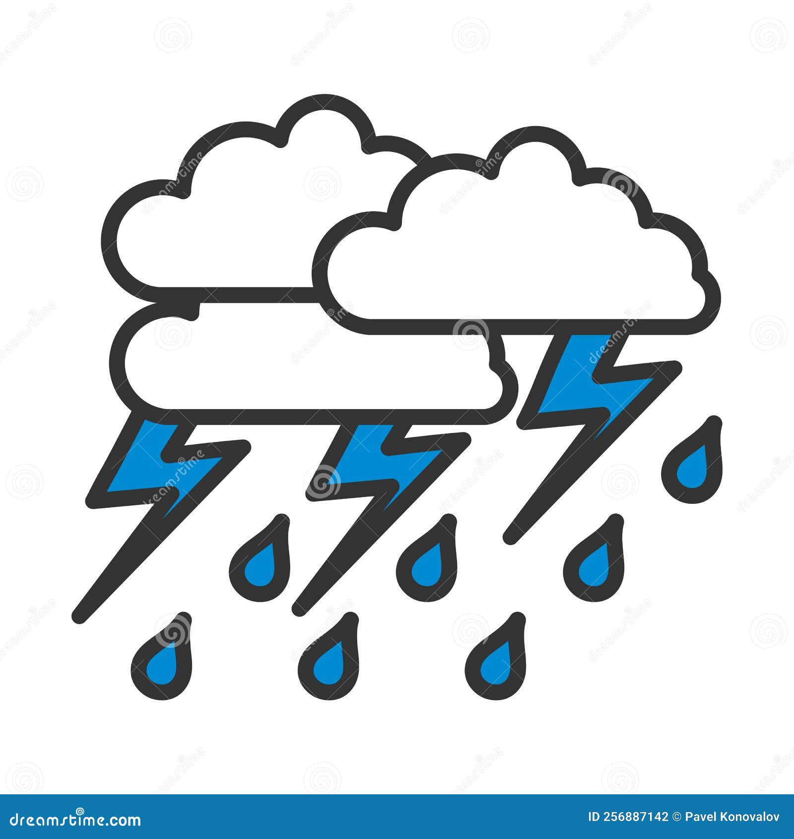 Thunderstorm Icon stock vector. Illustration of meteorology - 256887142