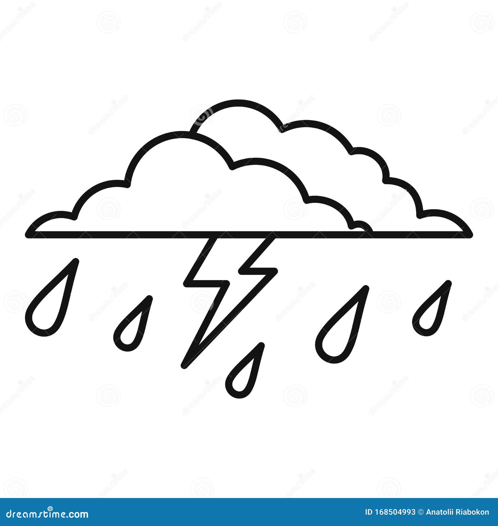 Thunderstorm Icon, Outline Style Stock Vector - Illustration of ...