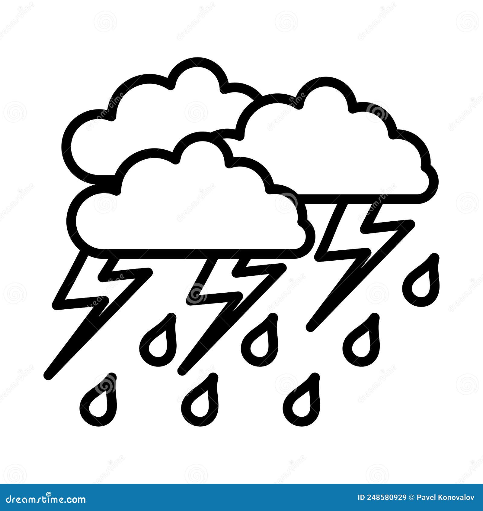 Thunderstorm Icon stock vector. Illustration of cloudy - 248580929