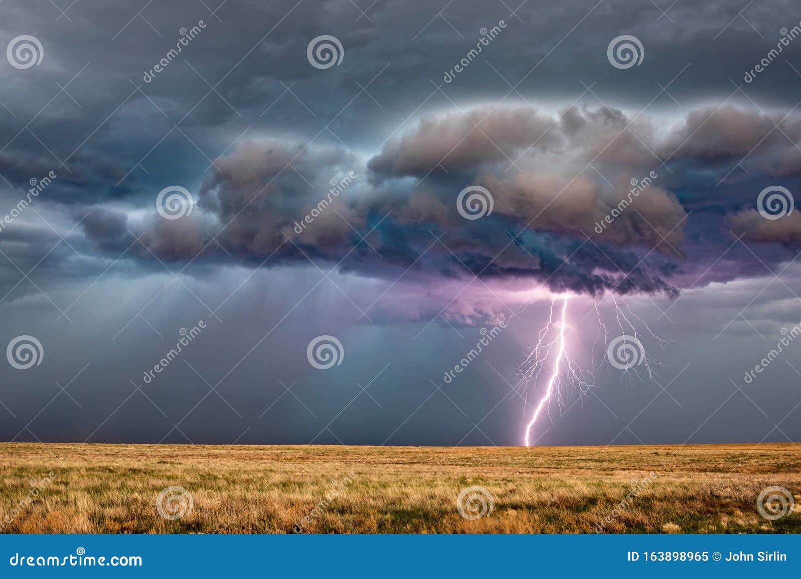 Thunderstorm With Lightning And Rain Over The Village Stock Photography ...