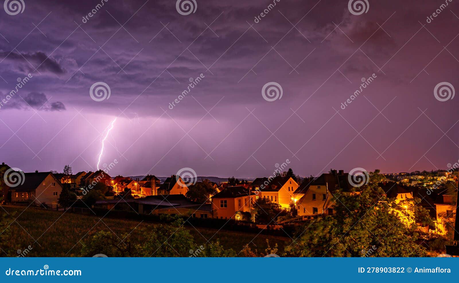 Thunderstorm Lightning in the Night Stock Photo - Image of dusk ...