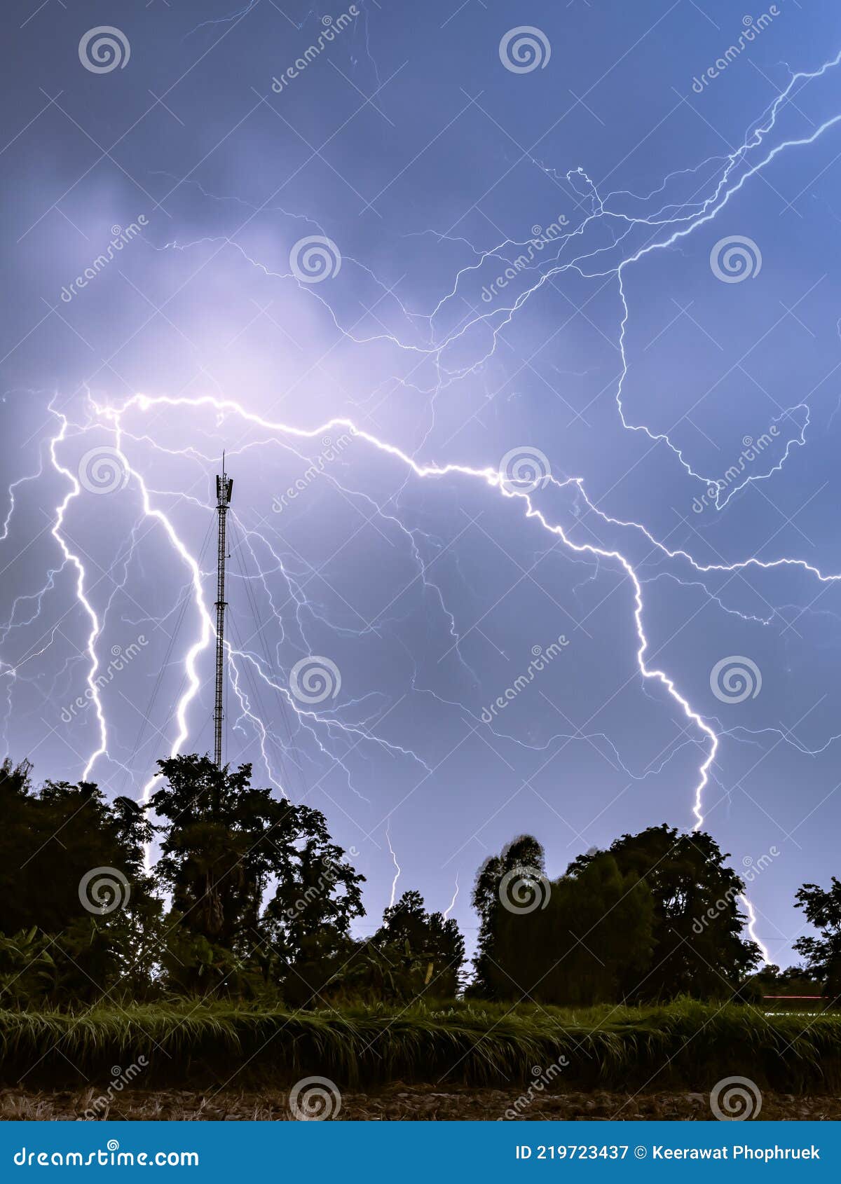 Thunderstorm and Lightning at Night Stock Image - Image of energy ...