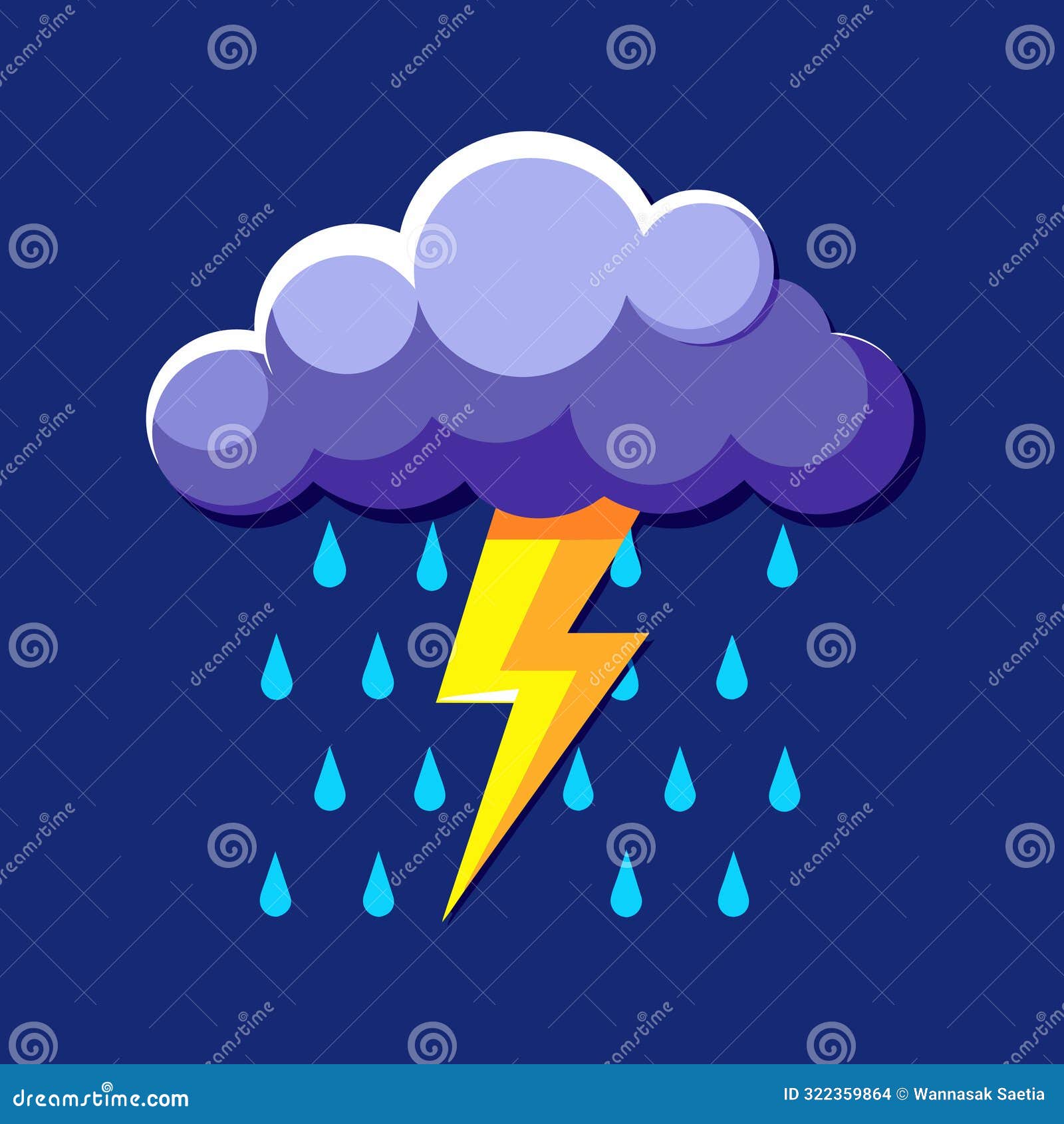 Thunderstorm with Lightning and Rain. Stock Vector - Illustration of ...