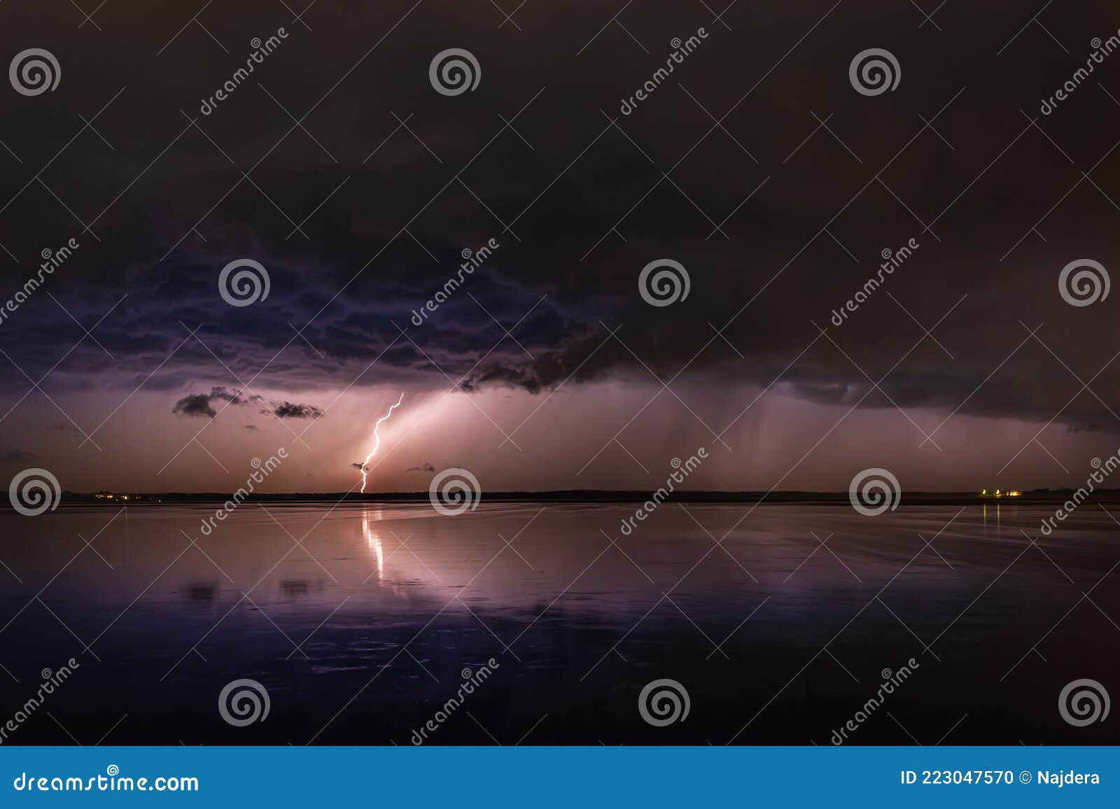 During a Thunderstorm, Lightning Strikes the Ground Stock Photo - Image ...