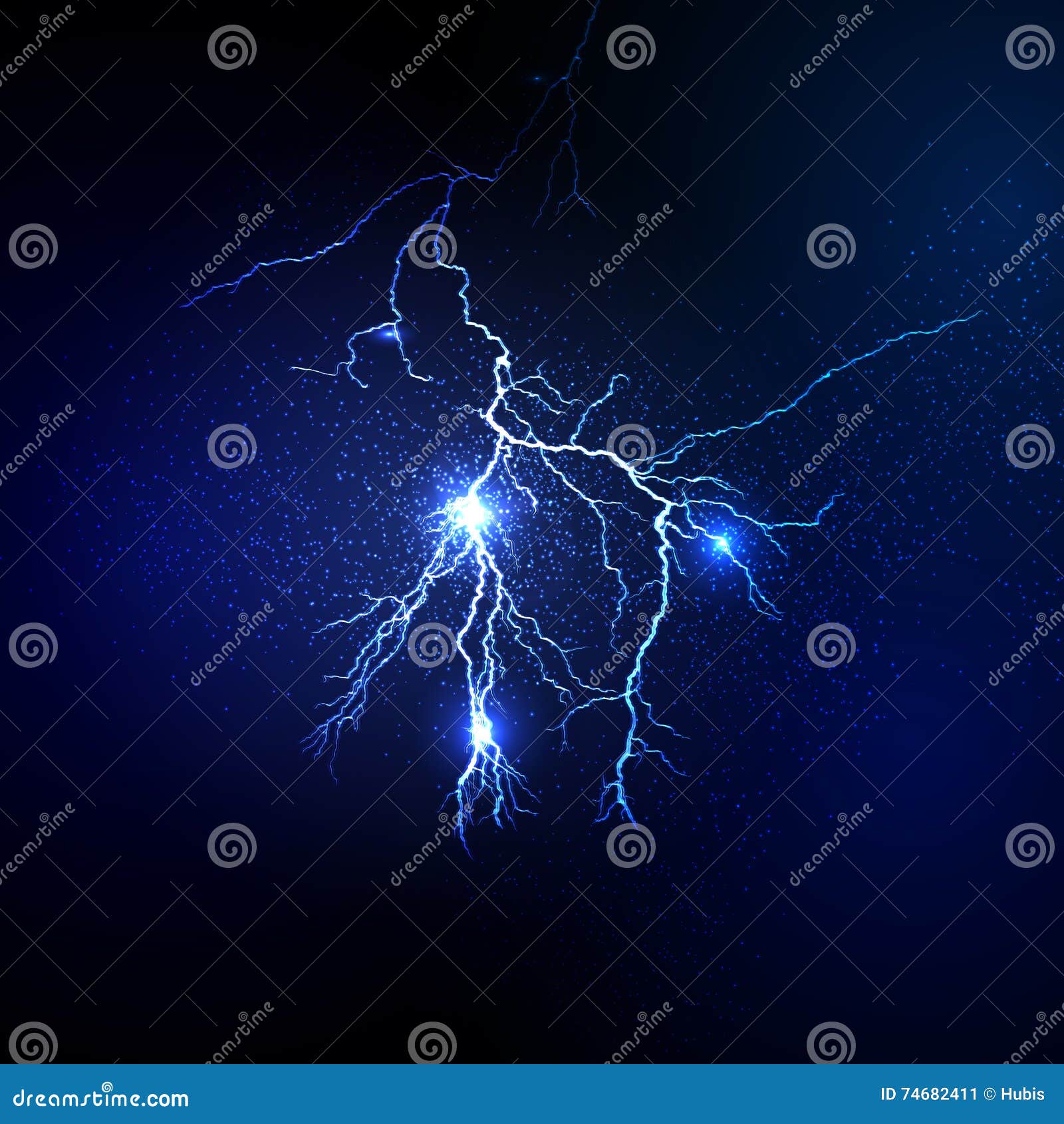 Thunderstorm and Lightnings Magic Stock Vector - Illustration of night ...
