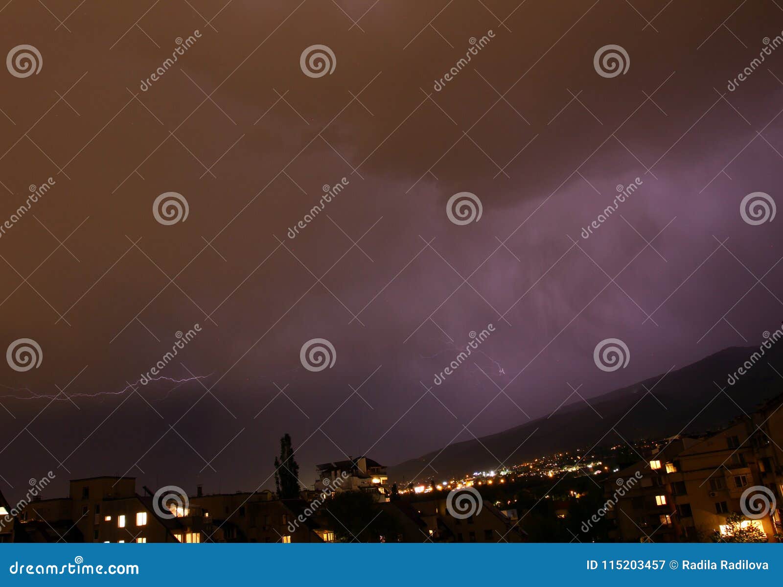 Thunderstorm Lights. Bright Lightning Thunderstorms Sparkle From The ...