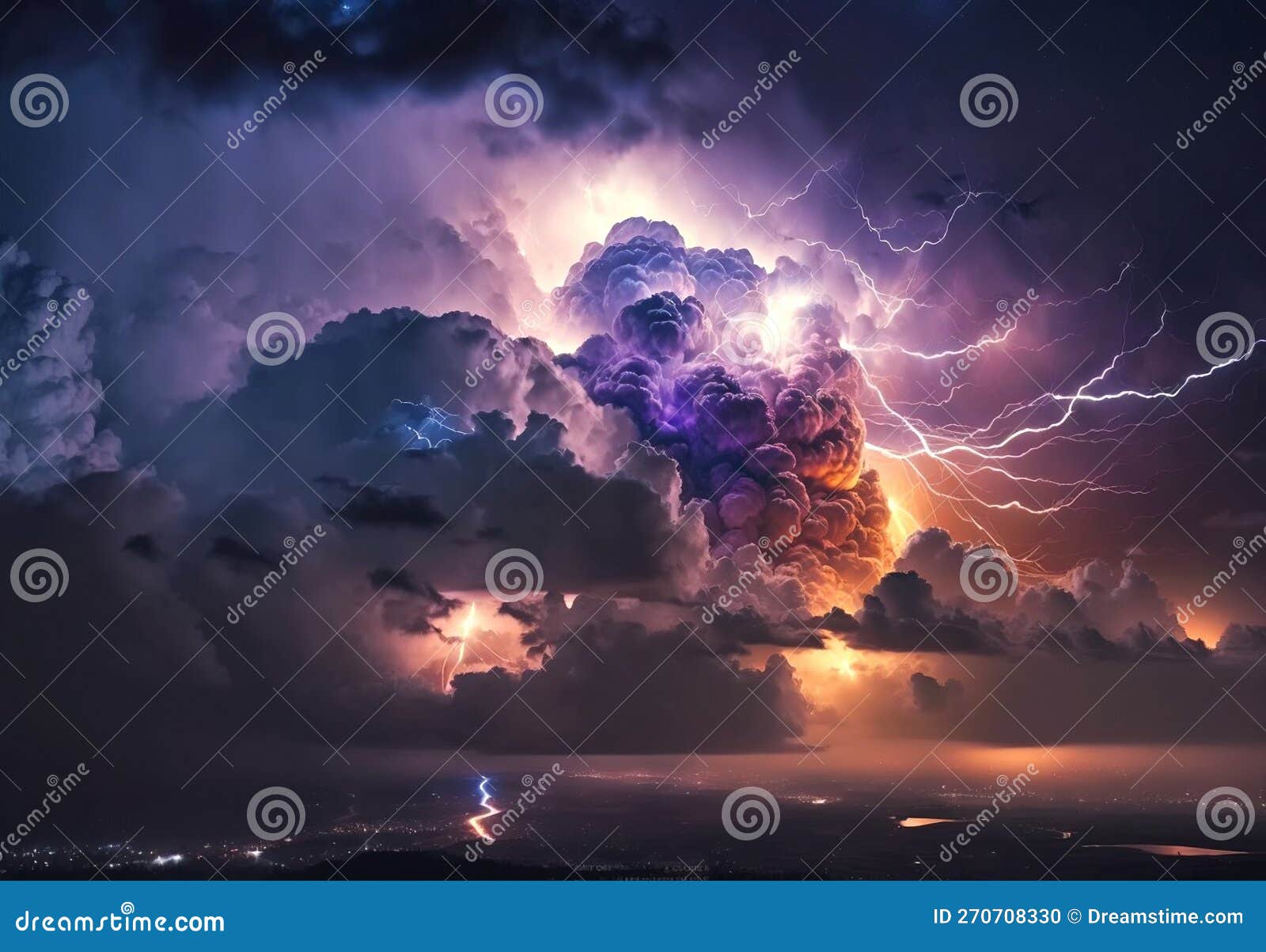 Thunderstorm at night stock illustration. Illustration of electricity ...