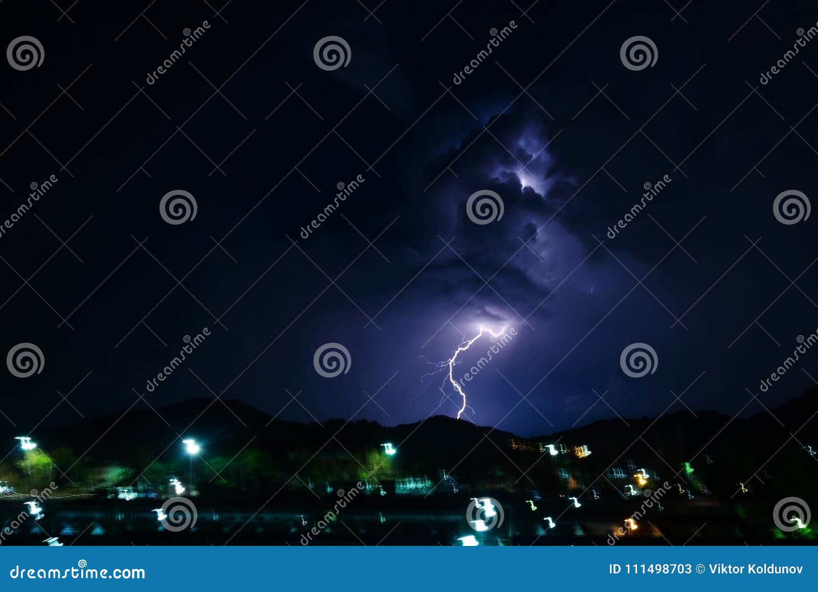 Thunderstorm at Night with Lightning Stock Image - Image of bright ...