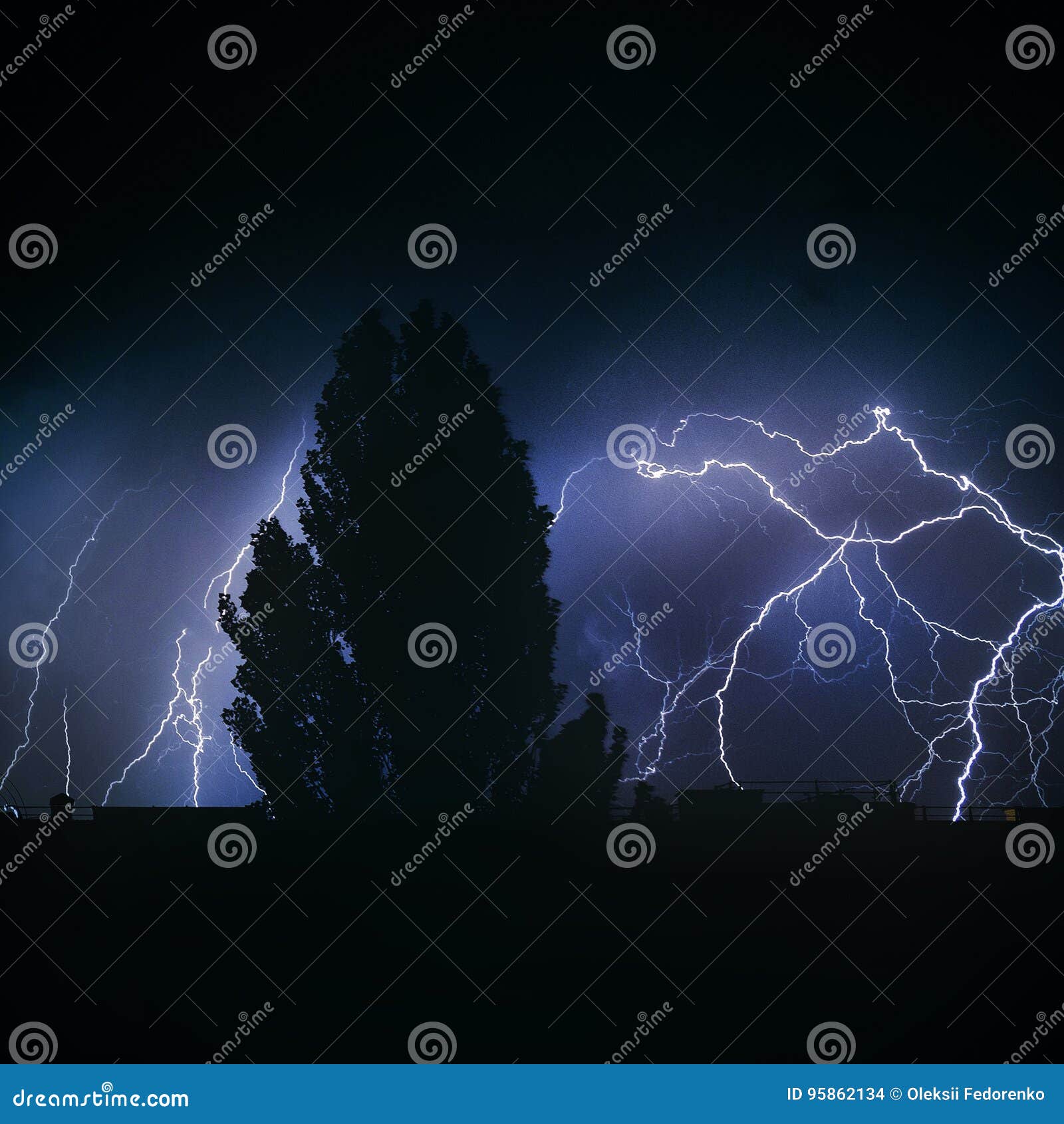 Thunderstorm Night Lightning Stock Photo - Image of extreme, electric ...
