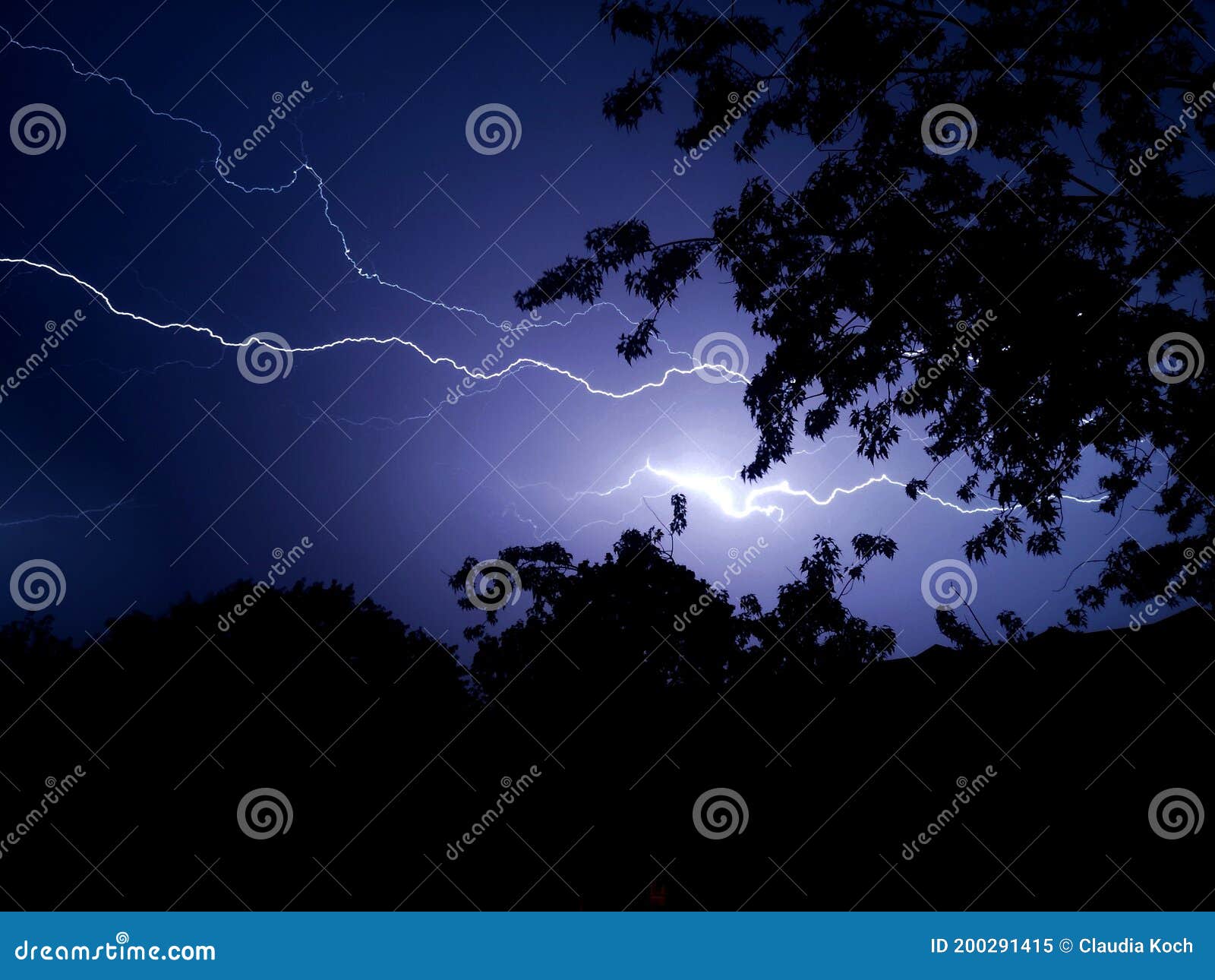 Thunderstorm in the night stock image. Image of midnight - 200291415