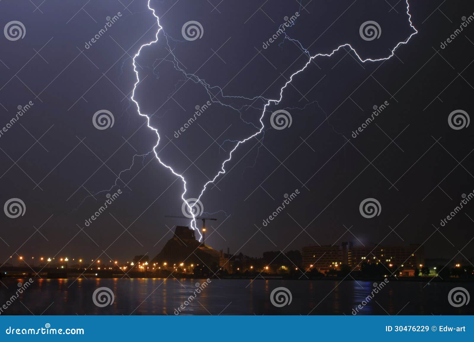 Thunderstorm over the city stock image. Image of color - 30476229