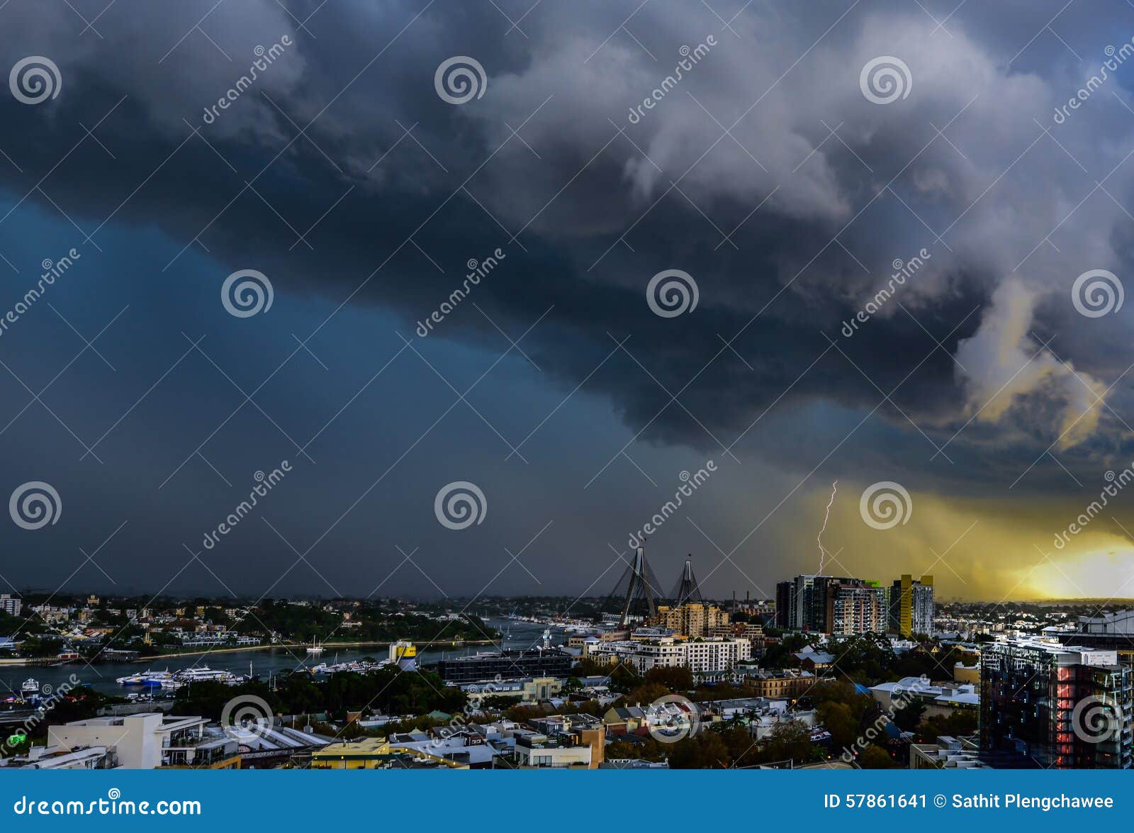 Thunderstorm Over the City of Sydney, Australia Stock Image - Image of ...