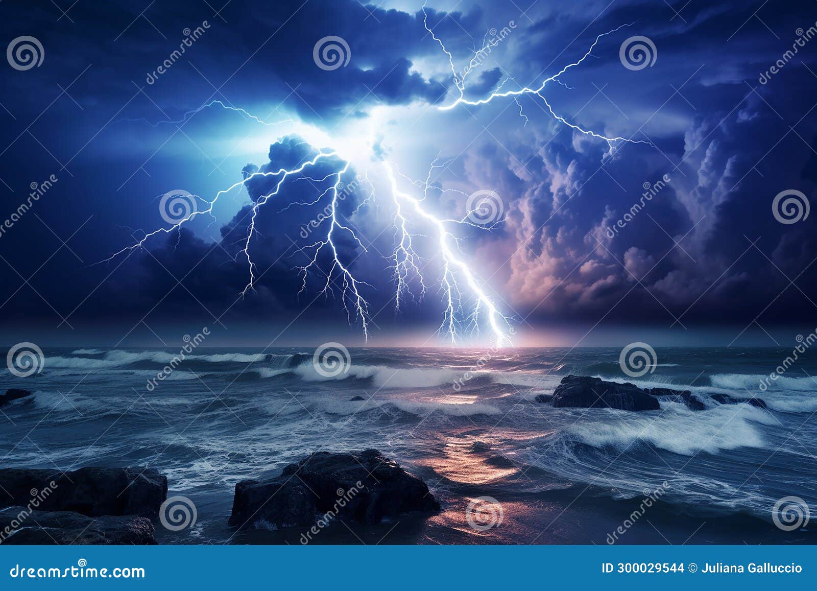 Thunderstorm Over the Ocean Stock Photo - Image of fury, atmospheric ...