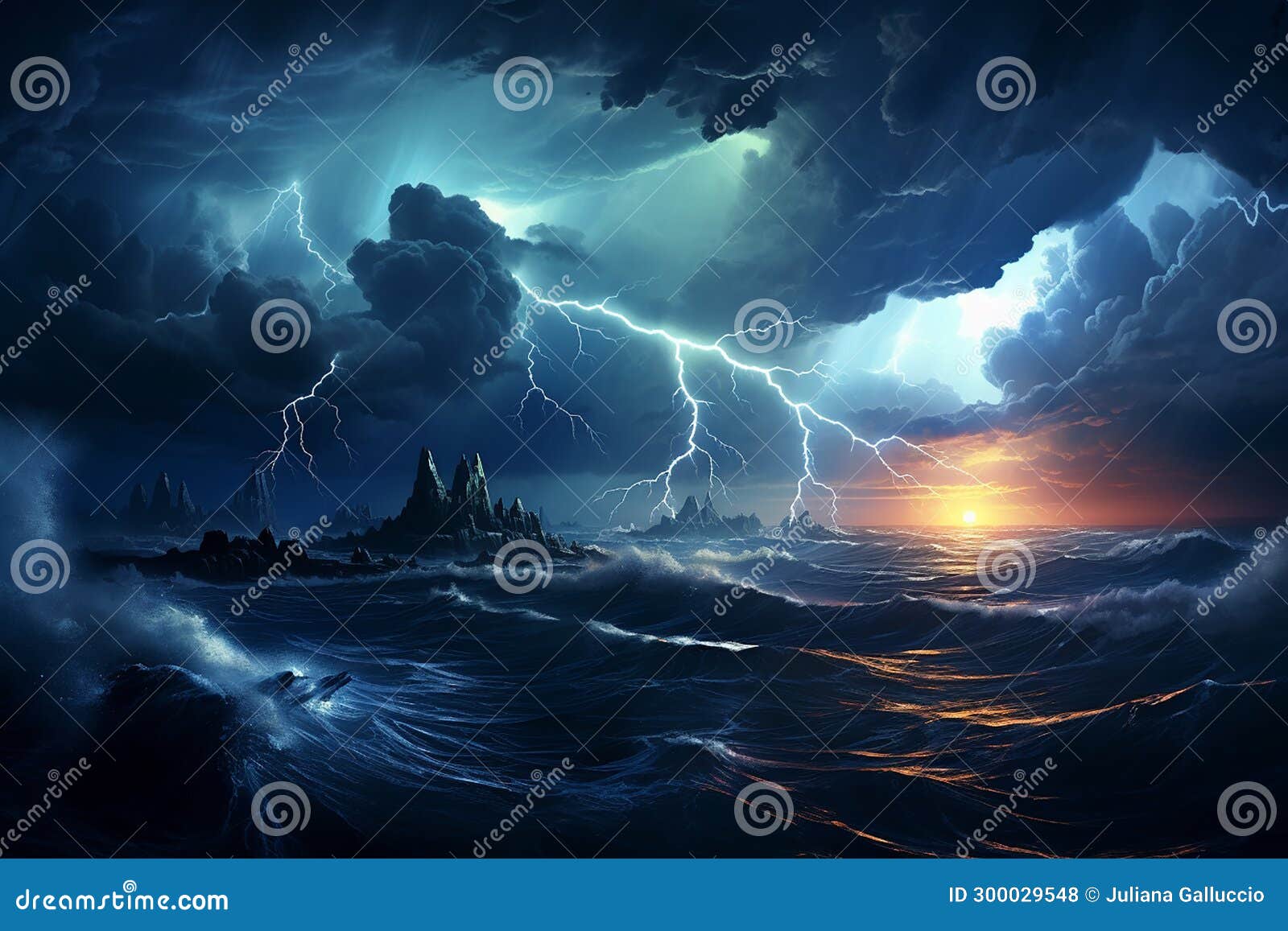 Thunderstorm Over the Ocean Stock Photo - Image of dramatic, electrical ...