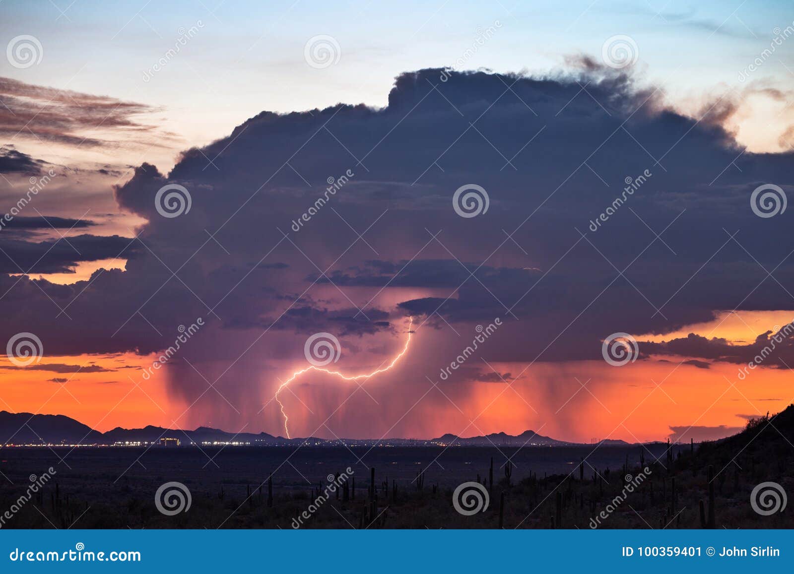 Thunderstorm Over Phoenix, Arizona at Sunset Stock Image - Image of ...