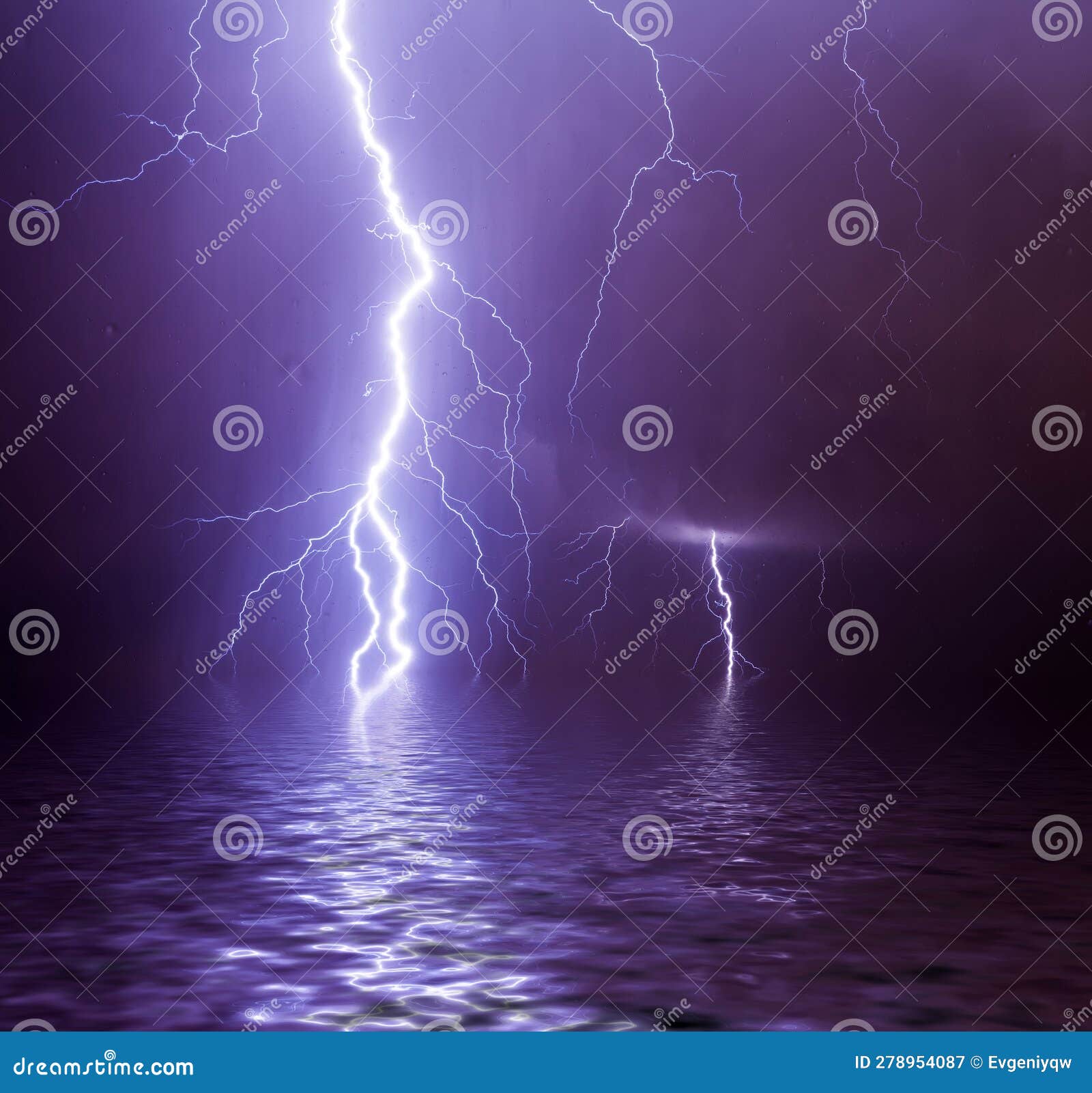 Thunderstorm Over the Sea, Lightning Beats the Water Stock Image ...