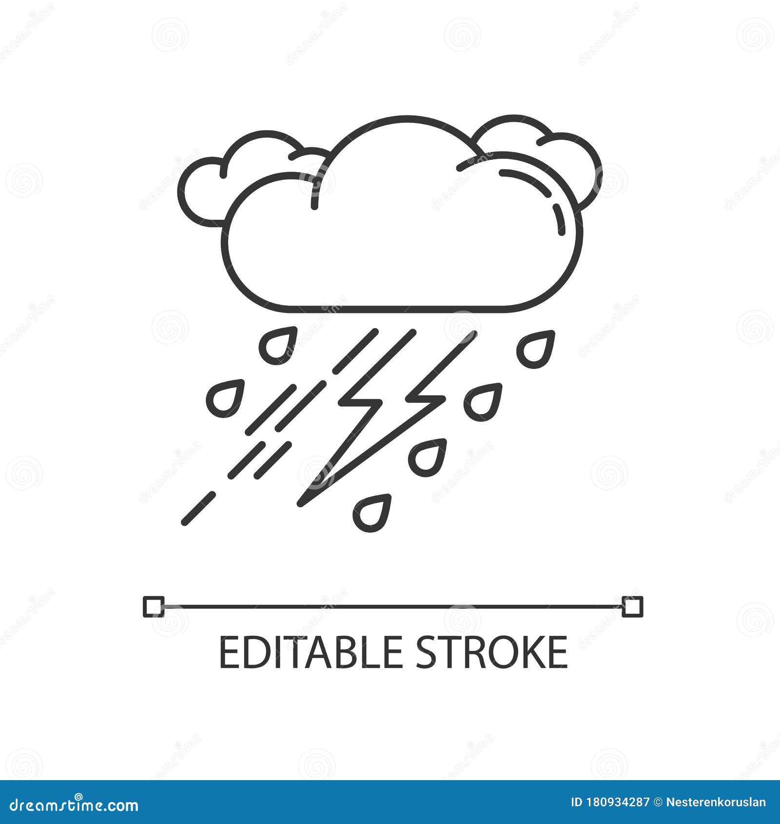 Thunderstorm Pixel Perfect Linear Icon Stock Vector - Illustration of ...