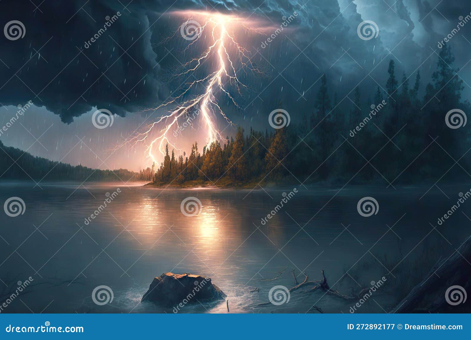 Thunderstorm on River with Lightning Natural Disaster , Made with ...