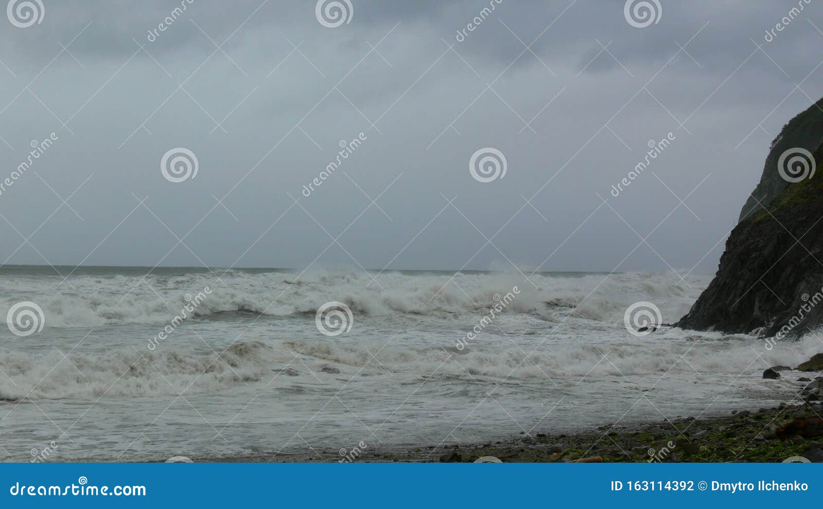 Thunderstorm, Stormy Sea, Bare Rocks Stock Photo - Image of stormy ...