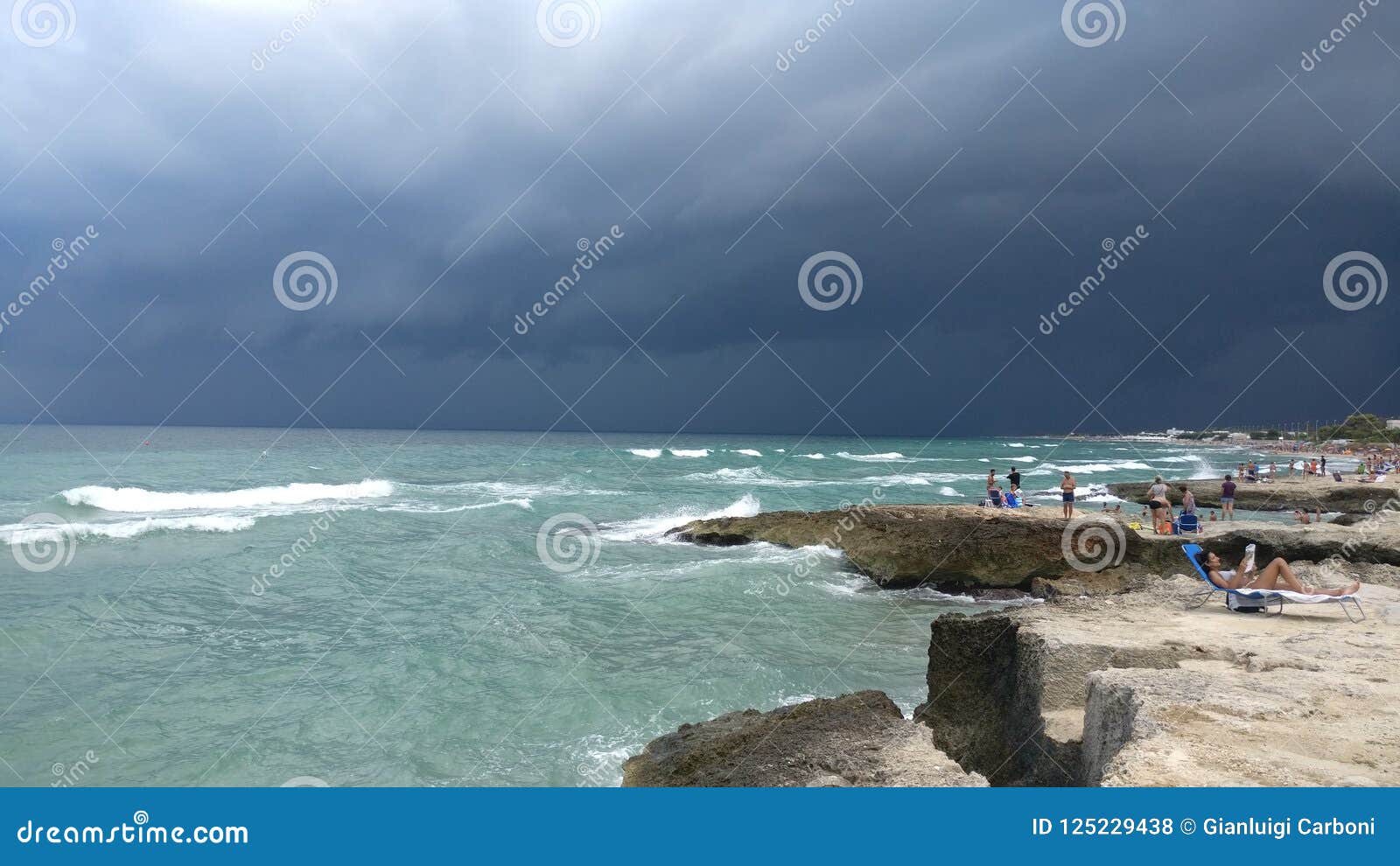 Thunderstorm and Sun at the Sea Editorial Stock Photo - Image of ...