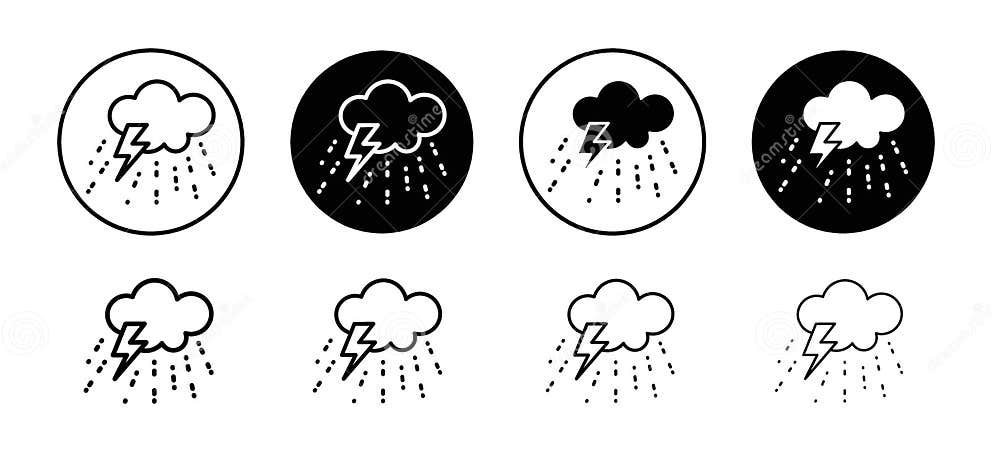 Thunderstorm Vector Icon Set Collection. Thunderstorm Outline Flat Icon ...