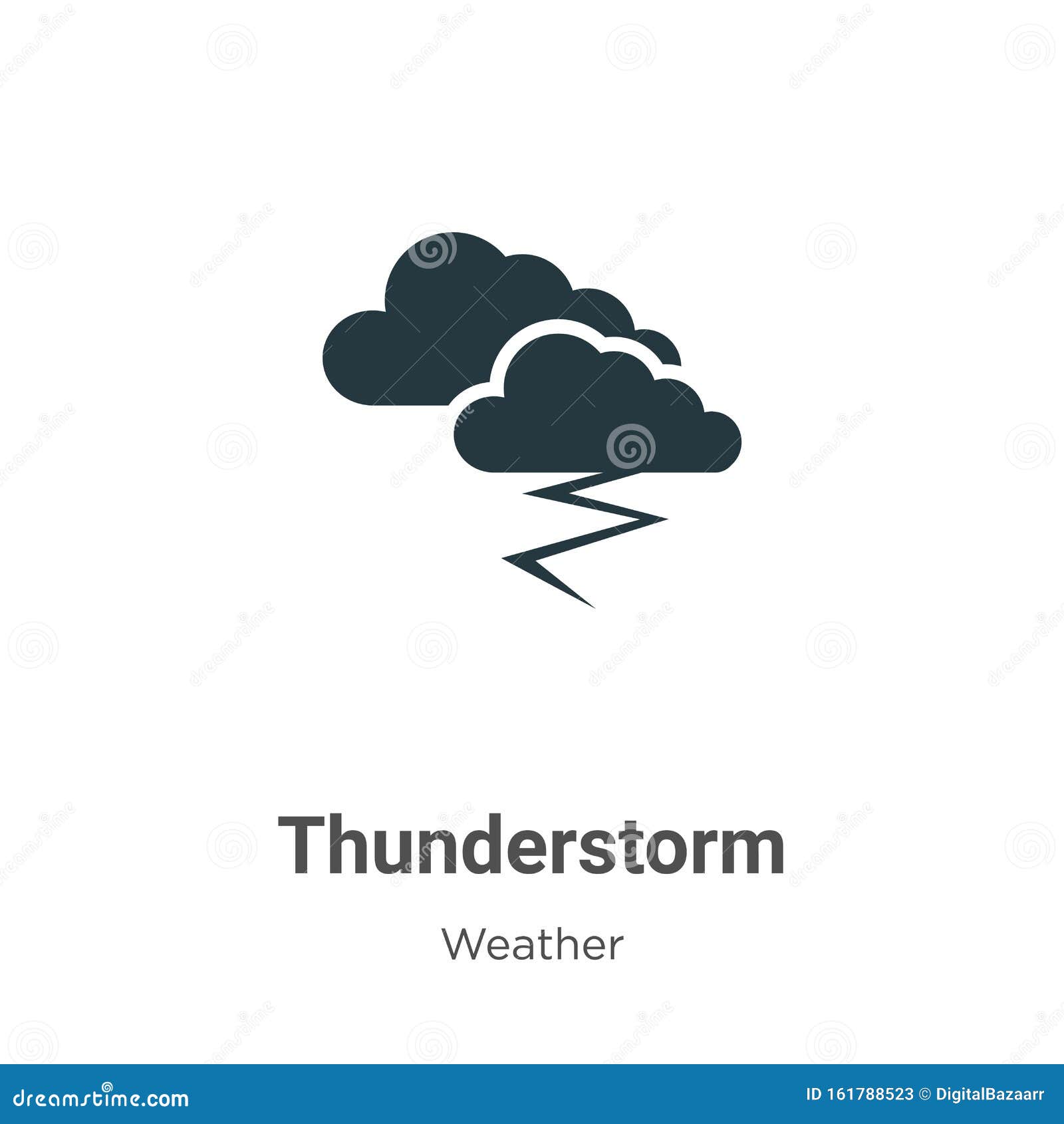 Thunderstorm Vector Icon on White Background. Flat Vector Thunderstorm ...