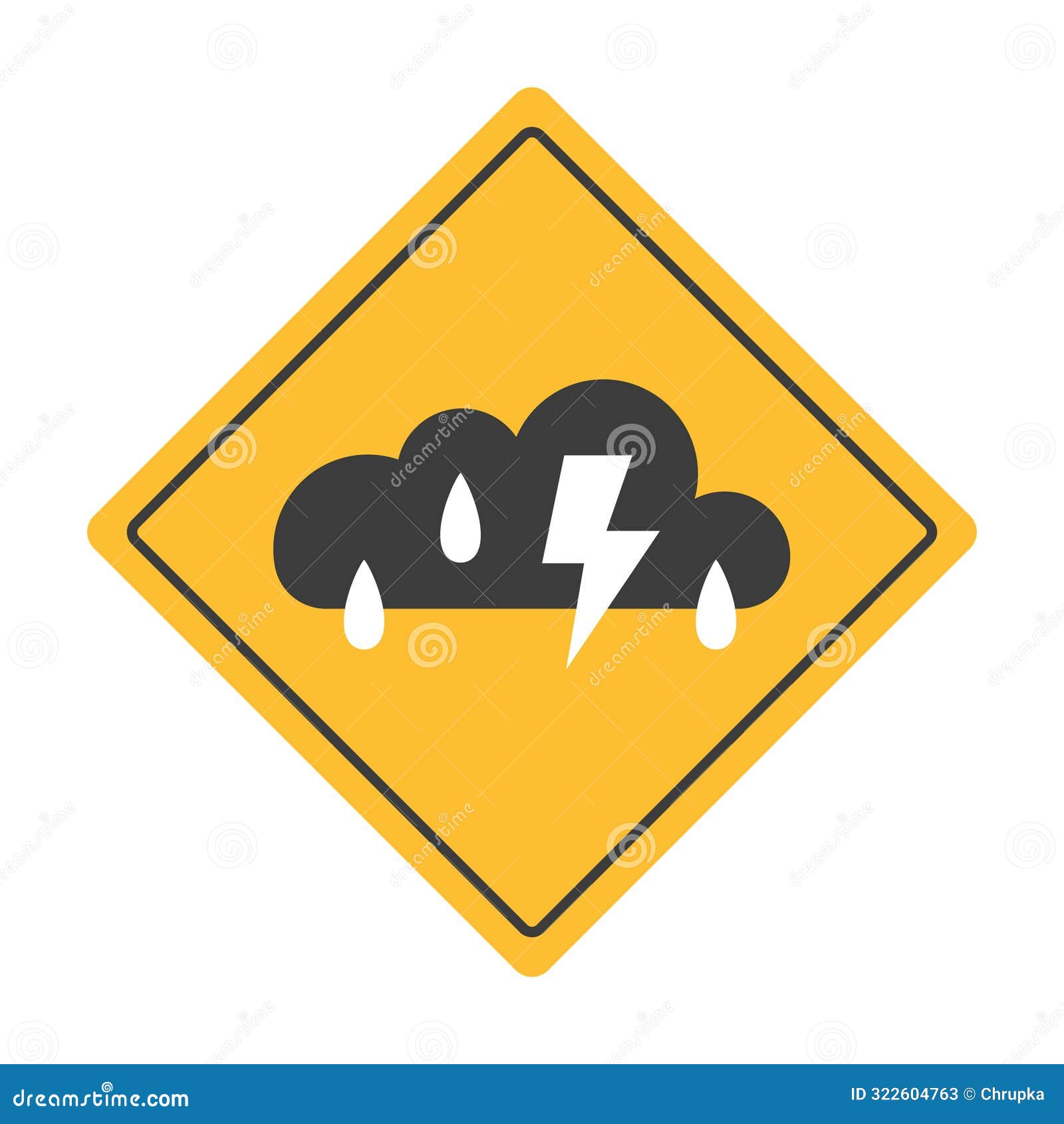 Thunderstorm Warning Sign, Hazardous Weather Condition Concept Stock ...