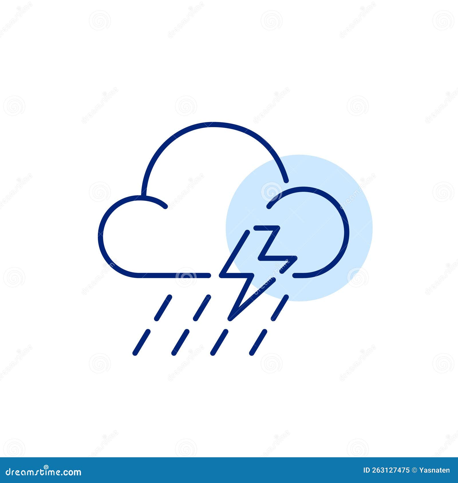 Thunderstorm Weather Forecast Icon. Cloud with Lightning and Heavy Rain ...