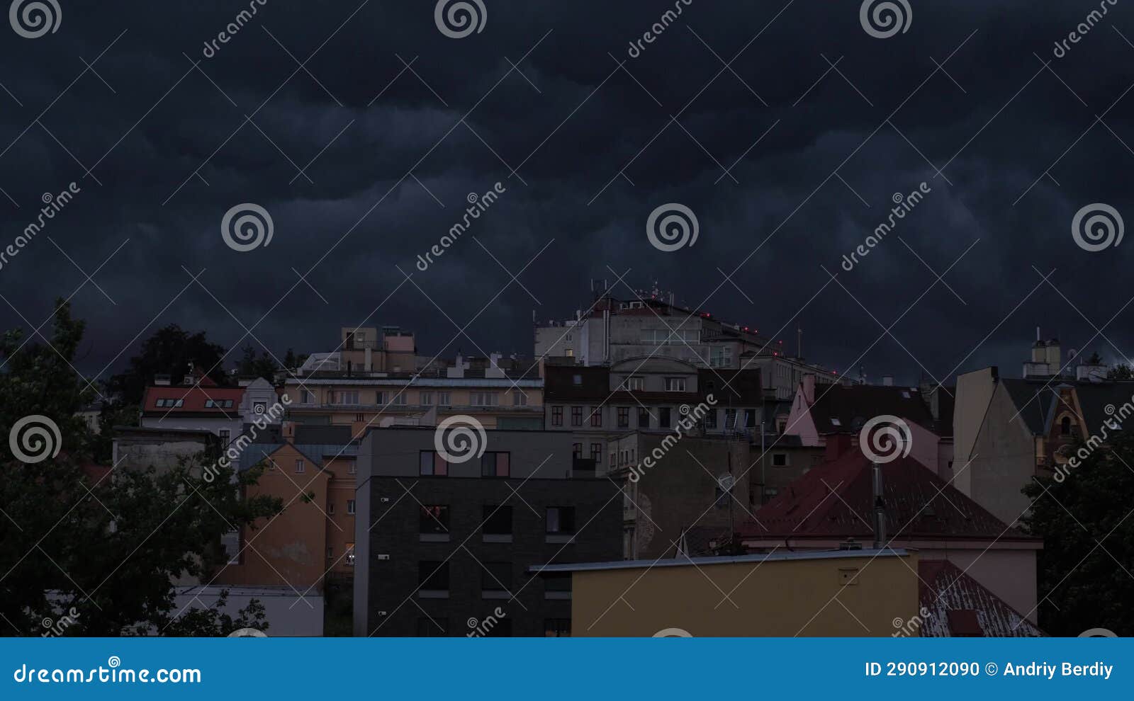 Thunderstorms, Lightning Over the Evening City. a Flash of Shocks a ...