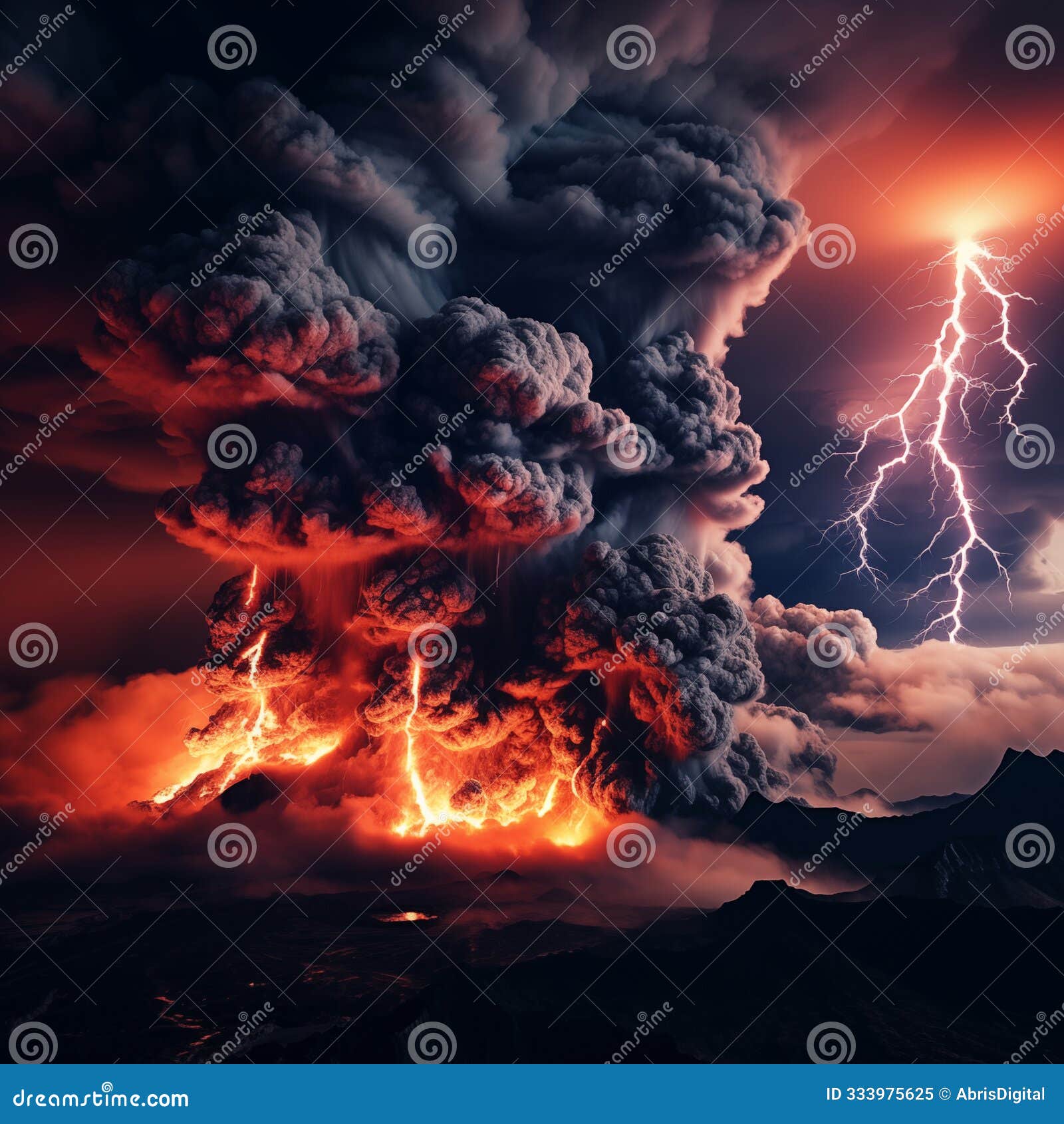 Lightning Appears In A Volcano Stock Image | CartoonDealer.com #333975469