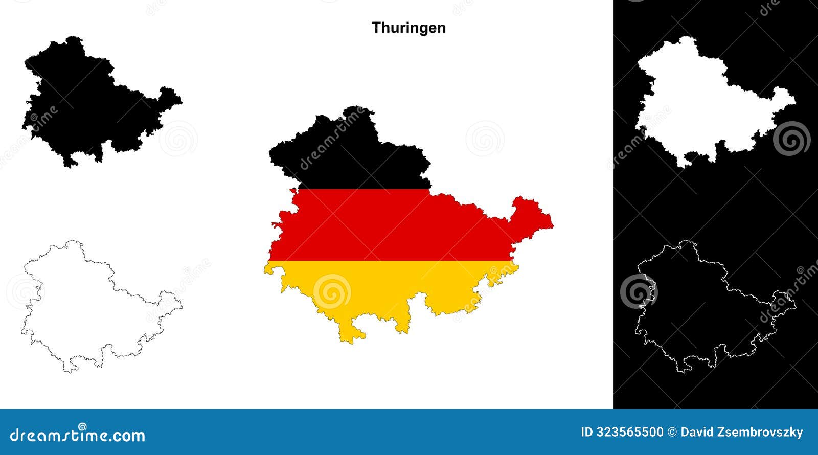 Thuringen Outline. Germany City. Silhouette Map. Vector Illustration ...