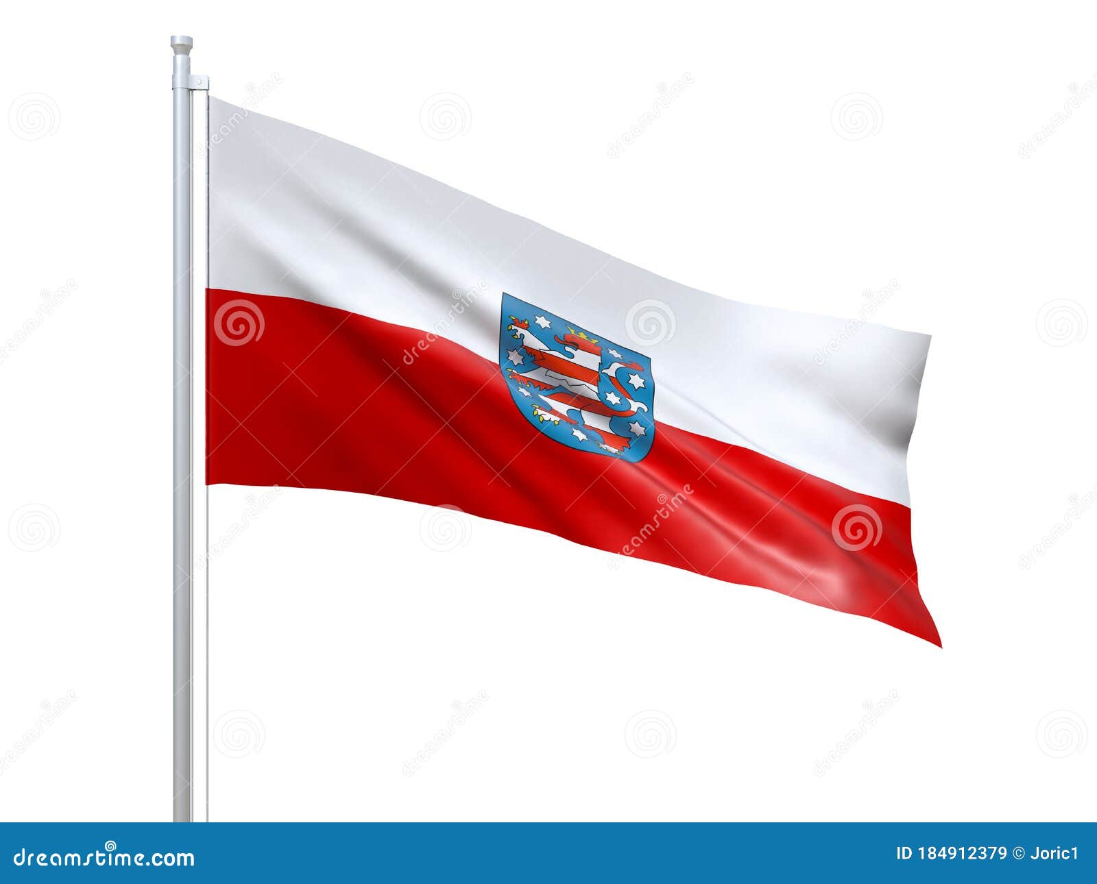 Thuringia Flag Waving on White Background, Close Up, Isolated. 3D ...