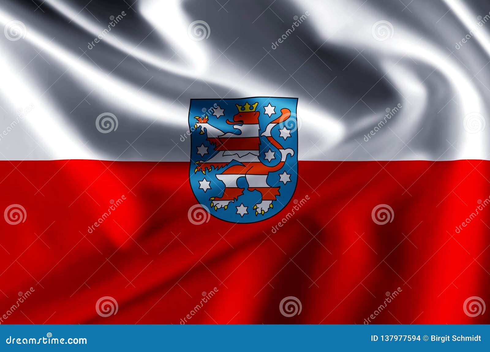 Thuringia Germany Realistic Flag Illustration. Stock Illustration ...