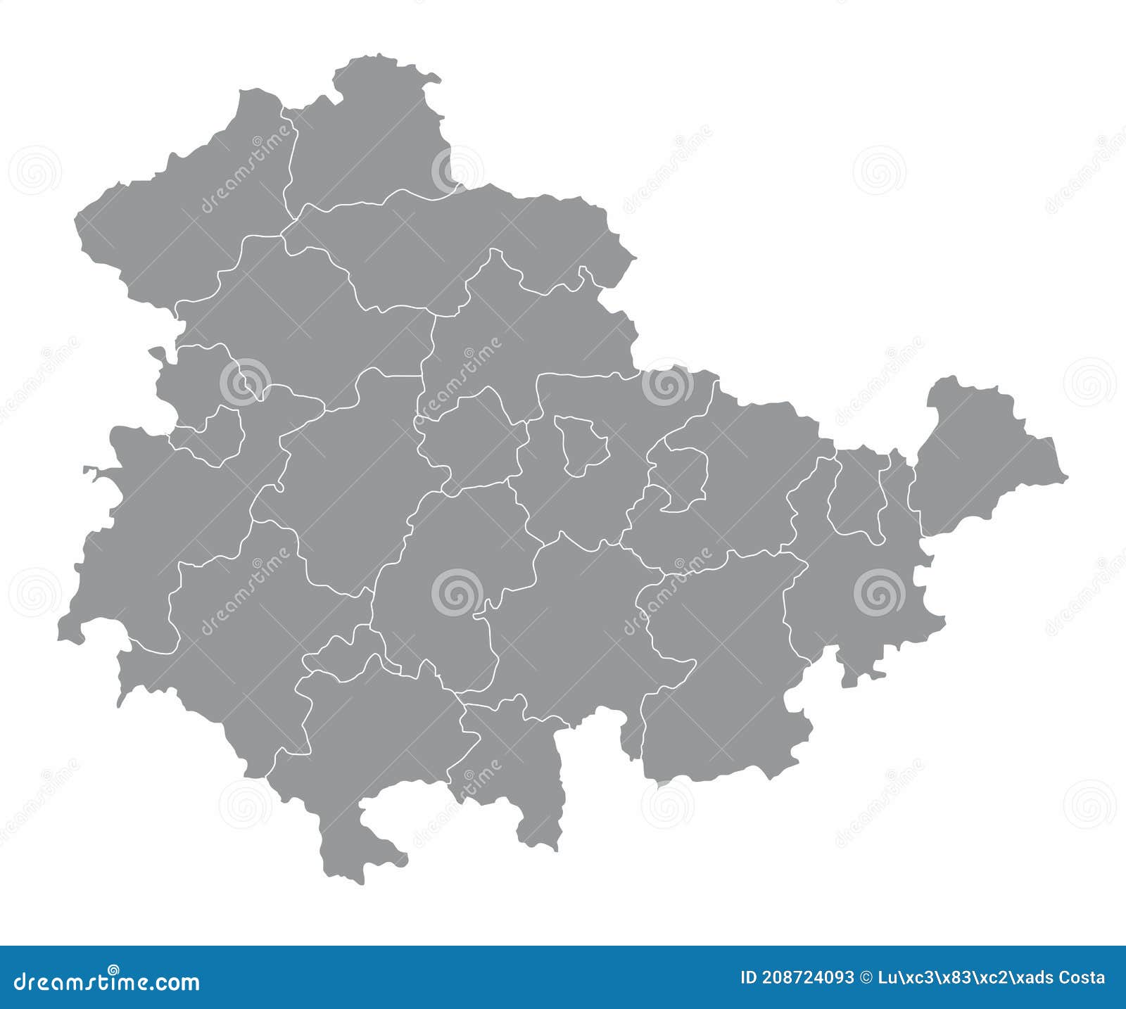 Thuringia Administrative And Political Vector Map With Flag ...