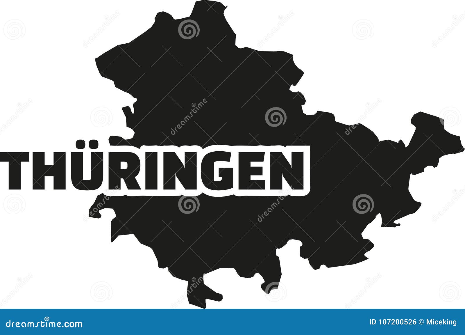 Thuringia Map, German State. Germany Administrative Regions And ...